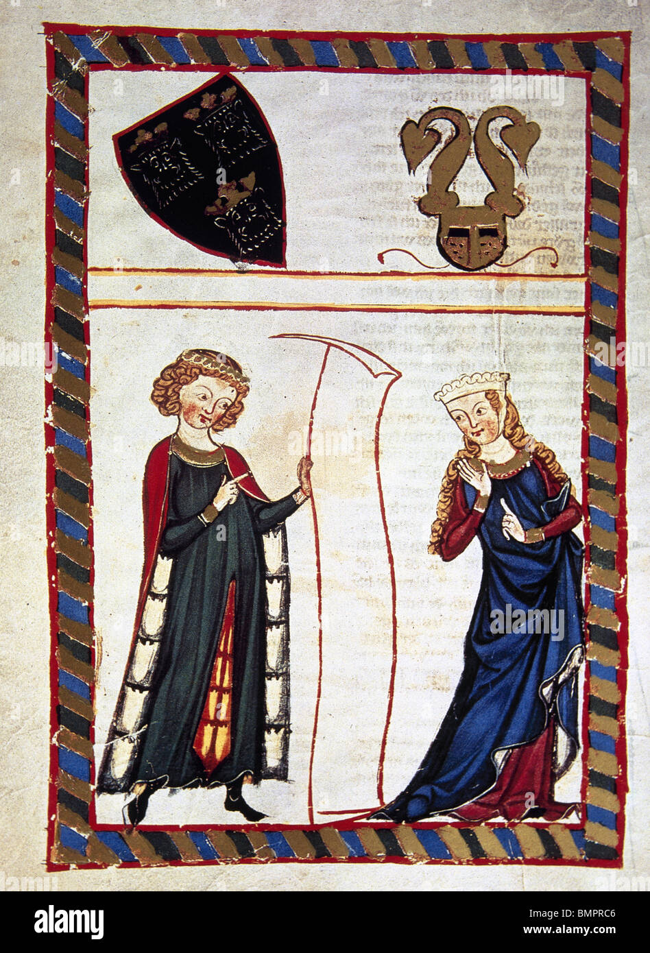 Von Meinloch Sevelingen lire un verset de la parche à sa dame qui ...