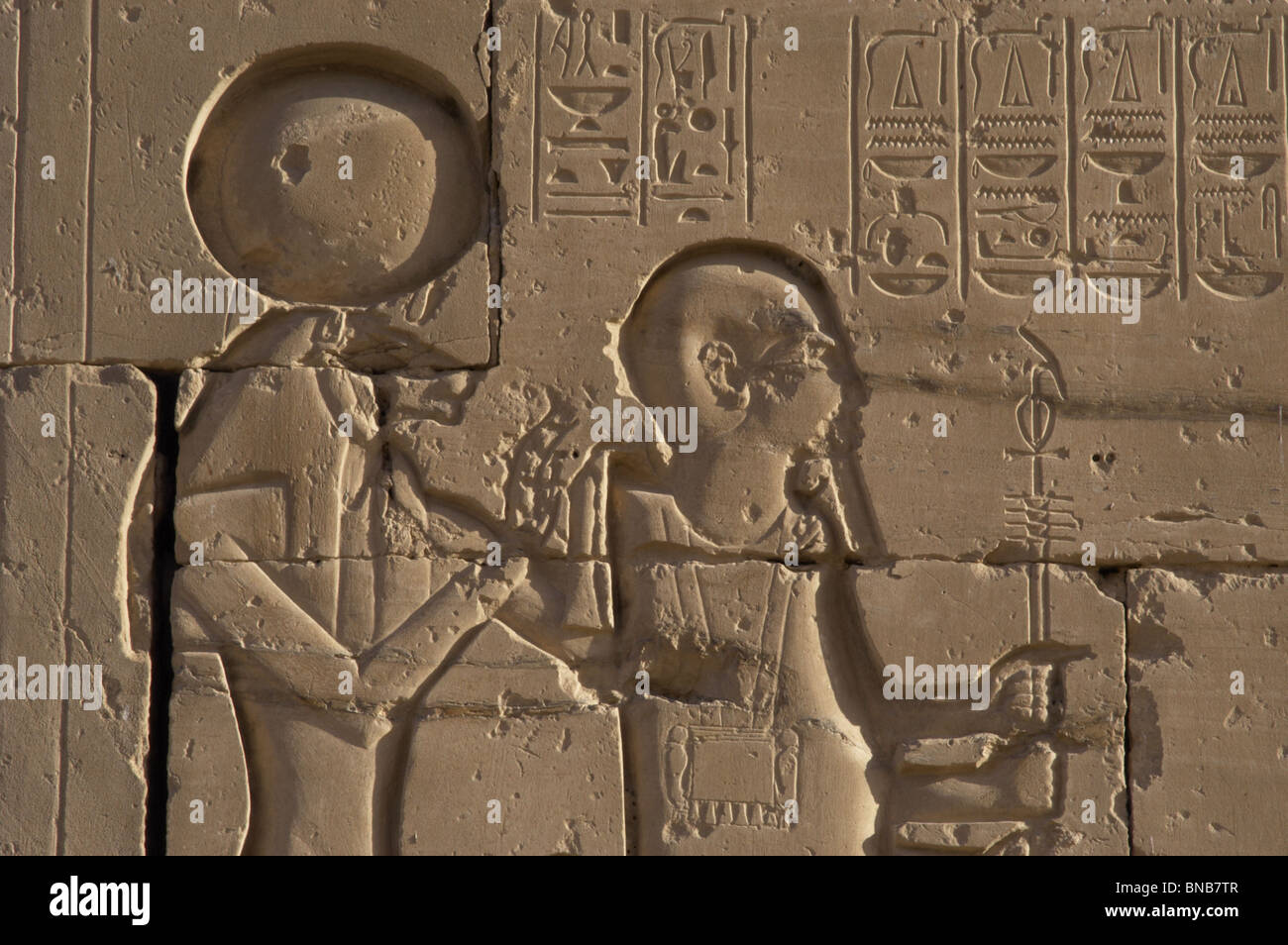 Relief représentant la déesse Tefnout (déesse lionne) et le dieu Ptah ...