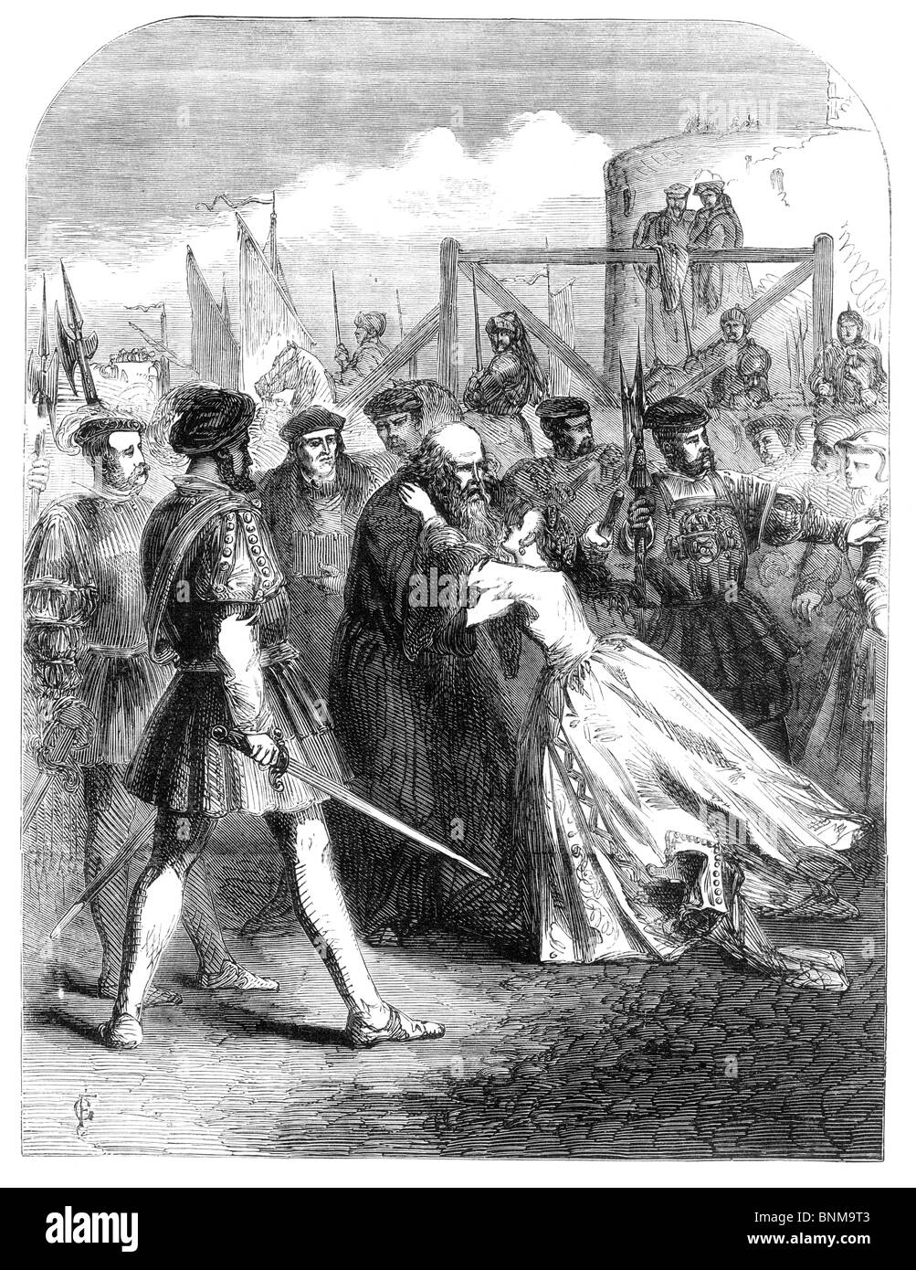 Illustration noir et blanc de Margaret Roper à prendre congé de son ...