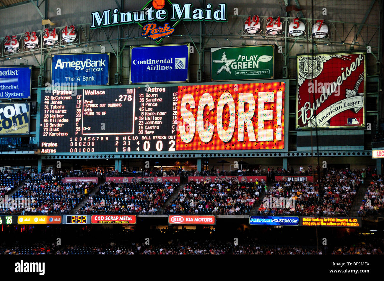 Le tableau des scores dans la Minute Maid Park. Houston, Texas, USA ...