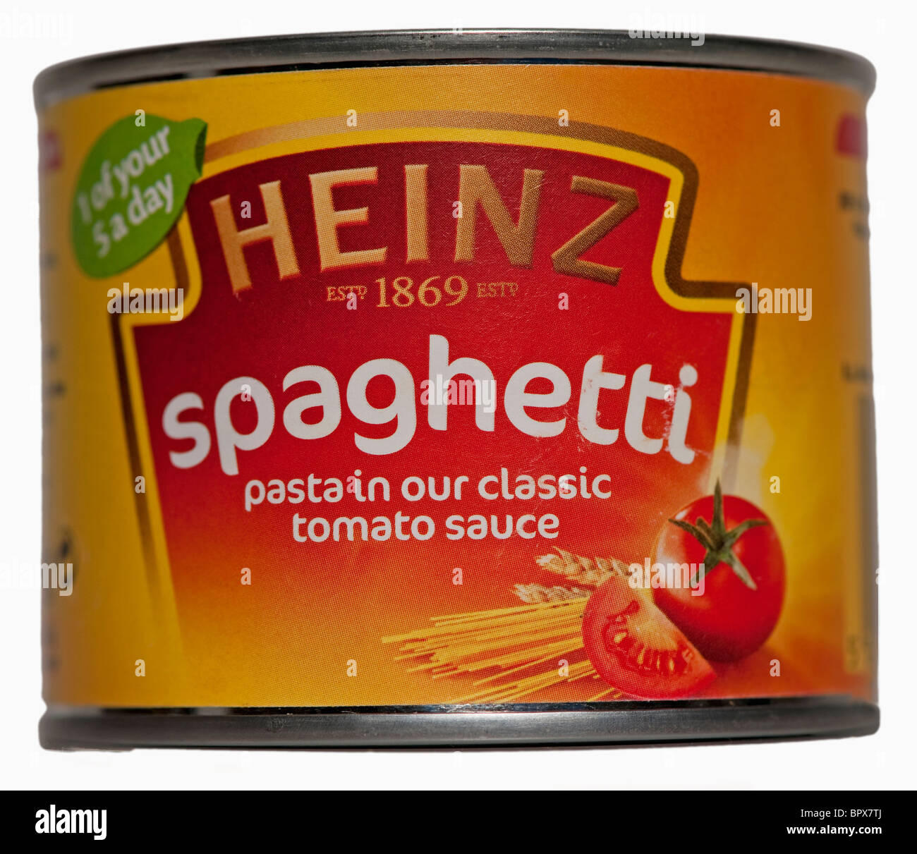 Cut-out d'une petite boîte de pâtes spaghetti Heinz à la sauce tomate ...