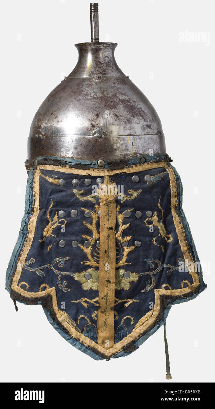 Casque d'officier chinois (niru), dynastie Qing, crâne En fer soudé En ...