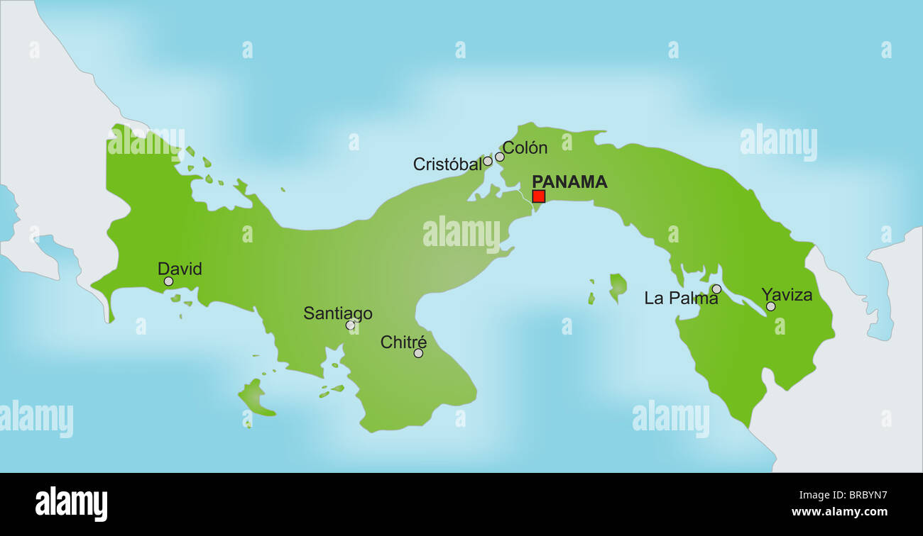 Une carte stylisée du Panama montrant le canal de Panama, de ...