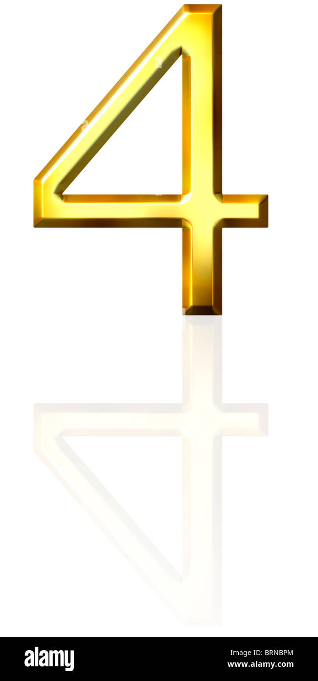 3d gold metal number four Banque de photographies et d’images à haute ...