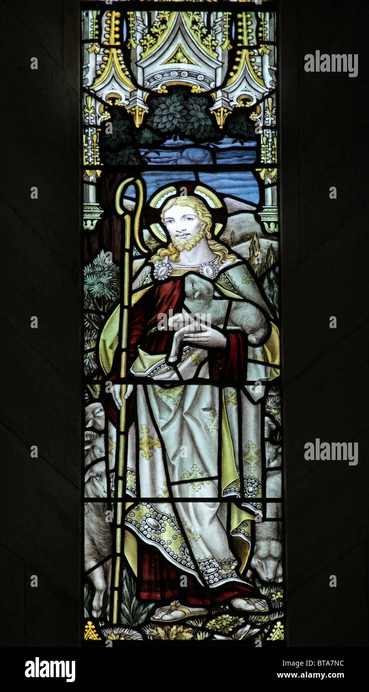 Un vitrail représentant Jésus Bon Pasteur, Eglise Charles, Devon Photo ...