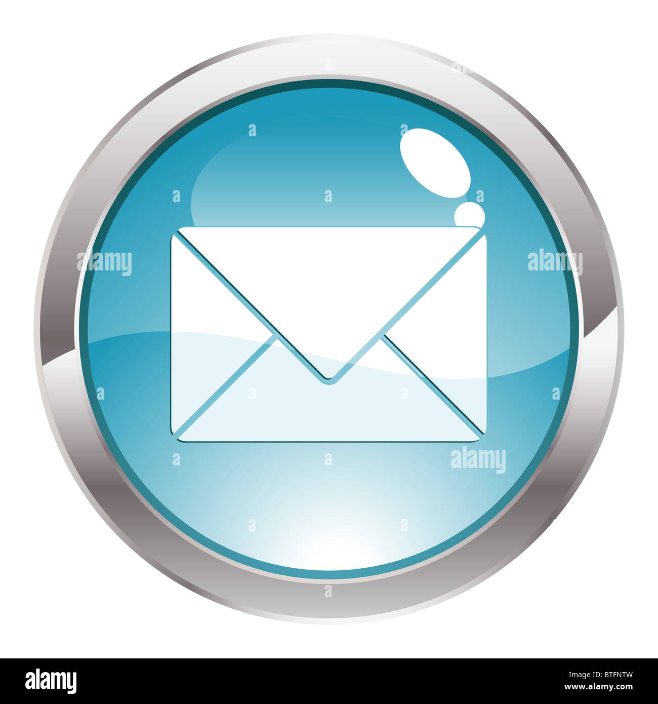 Bouton rond en trois dimensions avec l'icône Courrier, vector ...