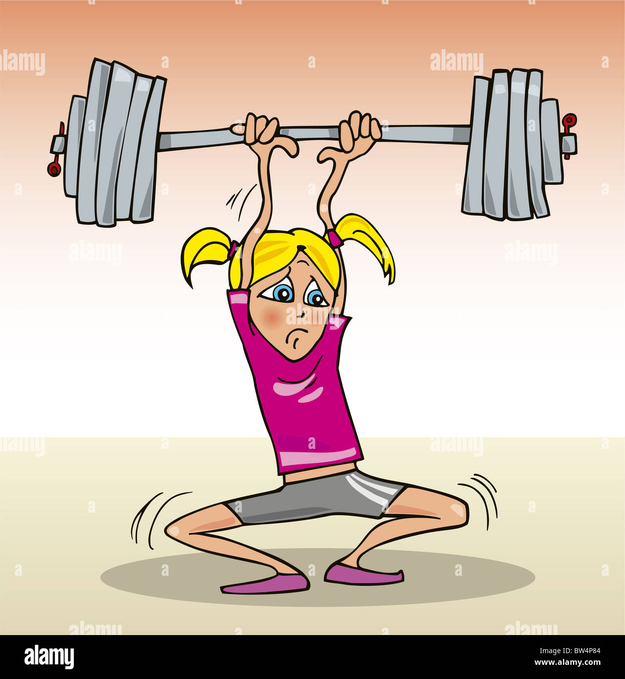 Cartoon illustration de teen girl poids lourds de levage Photo Stock ...