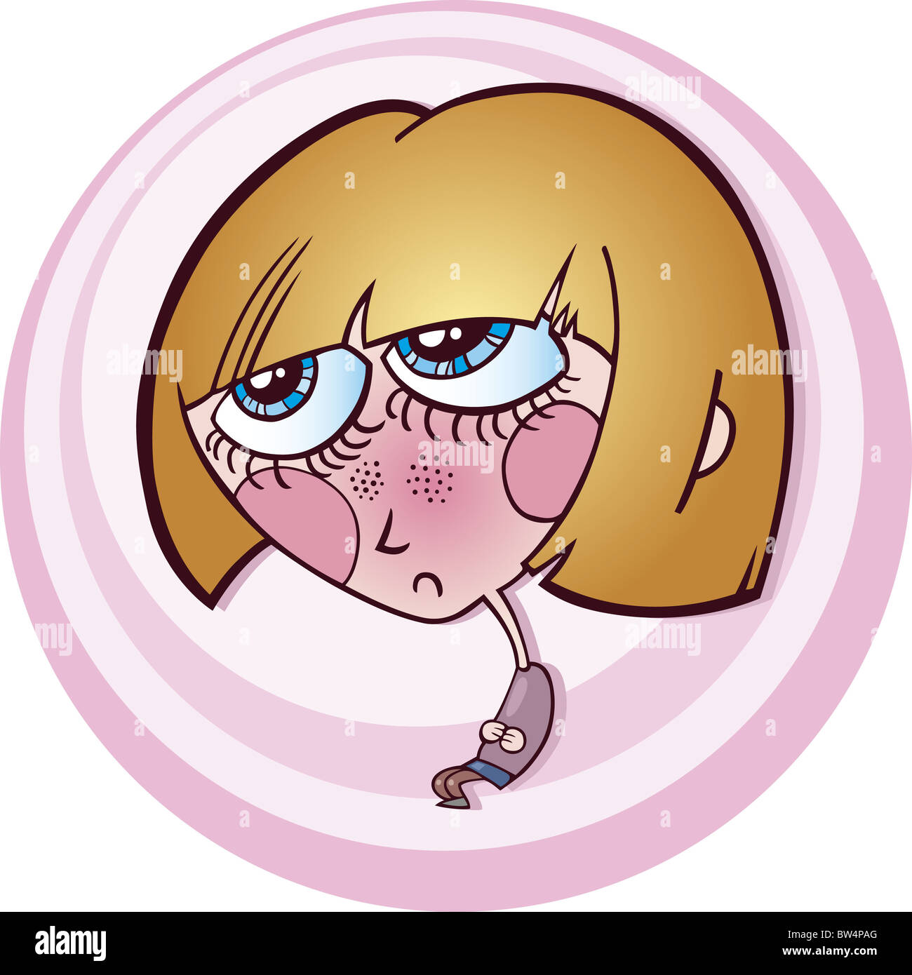 Cartoon illustration de petite fille timide Photo Stock - Alamy