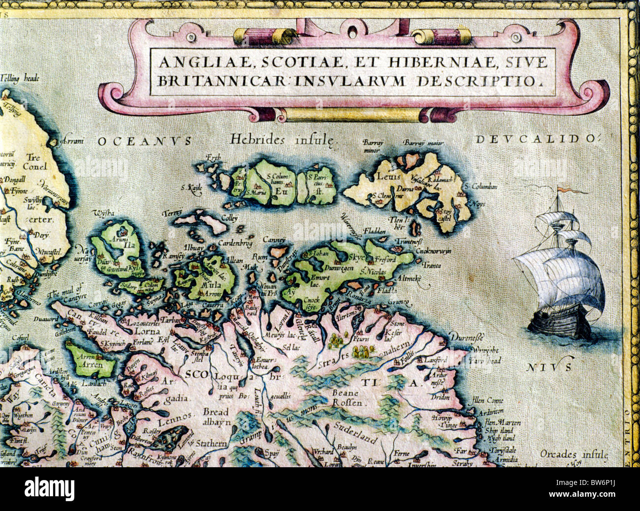 Theatrum Orbis Terrarum, 1570 par Abraham Ortelius, détail Carte des ...