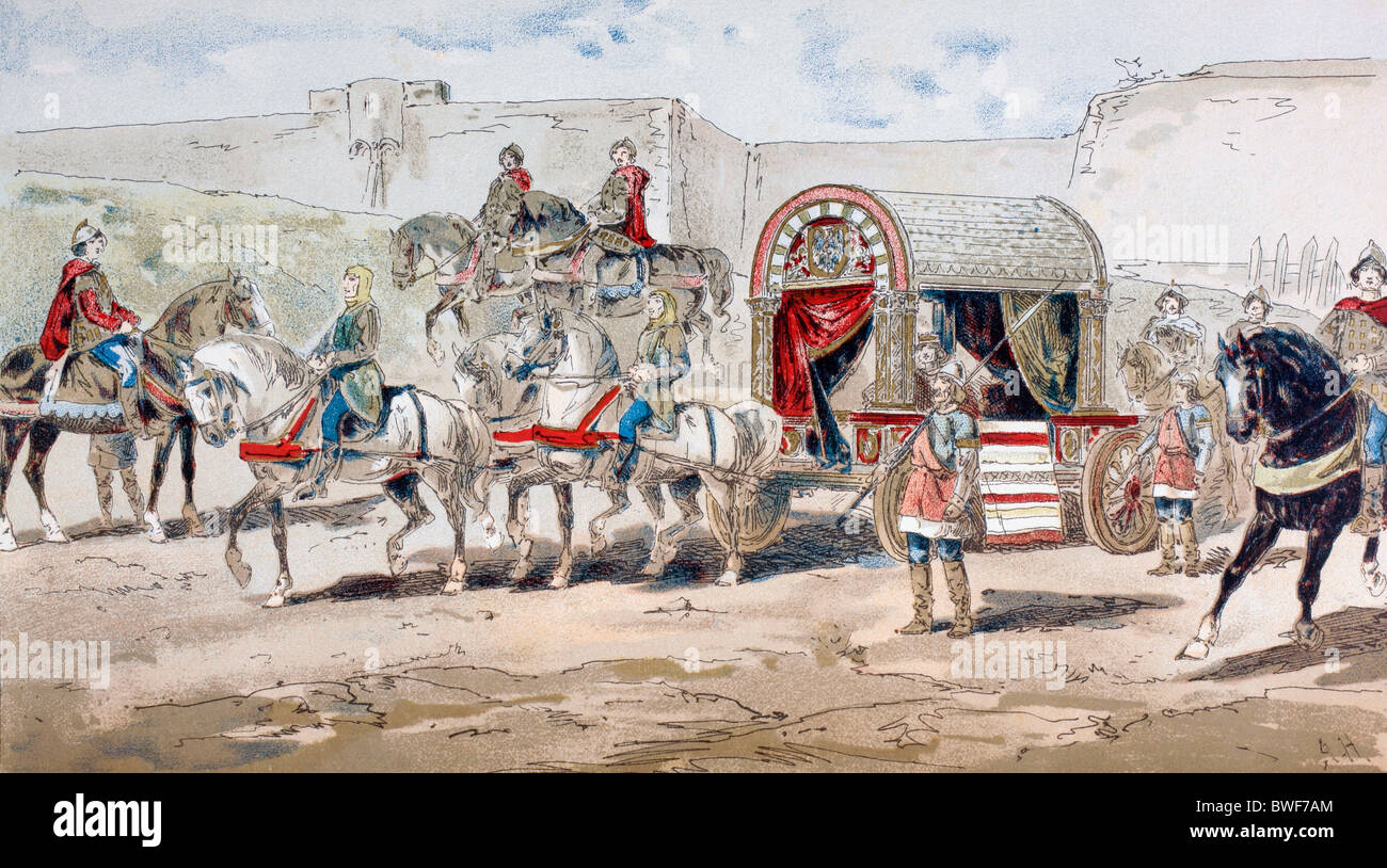 Cheval royal coach au 9ème siècle Photo Stock - Alamy