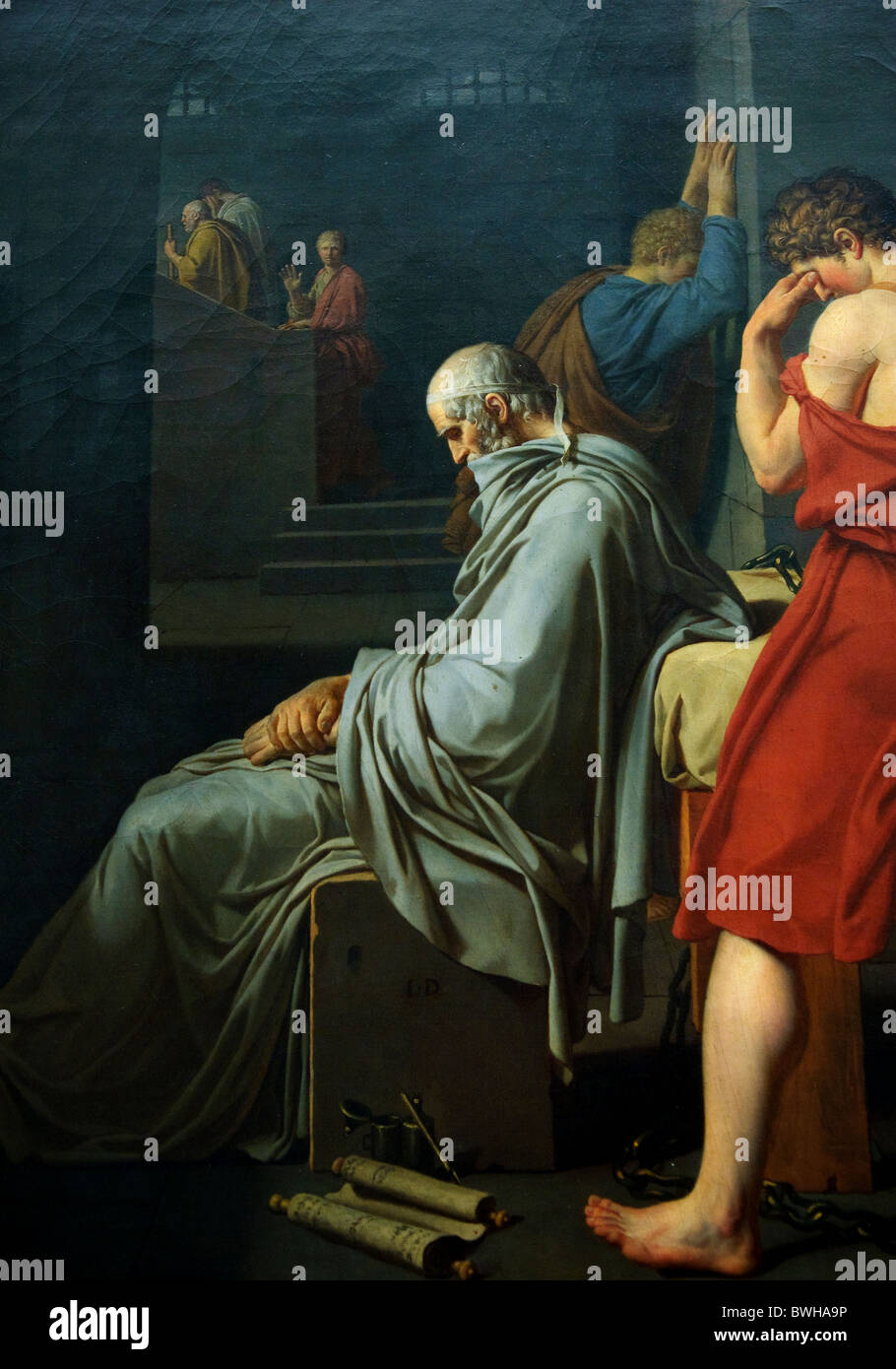 Détail : La mort de Socrate, 1787, par Jacques-Louis David Photo Stock ...