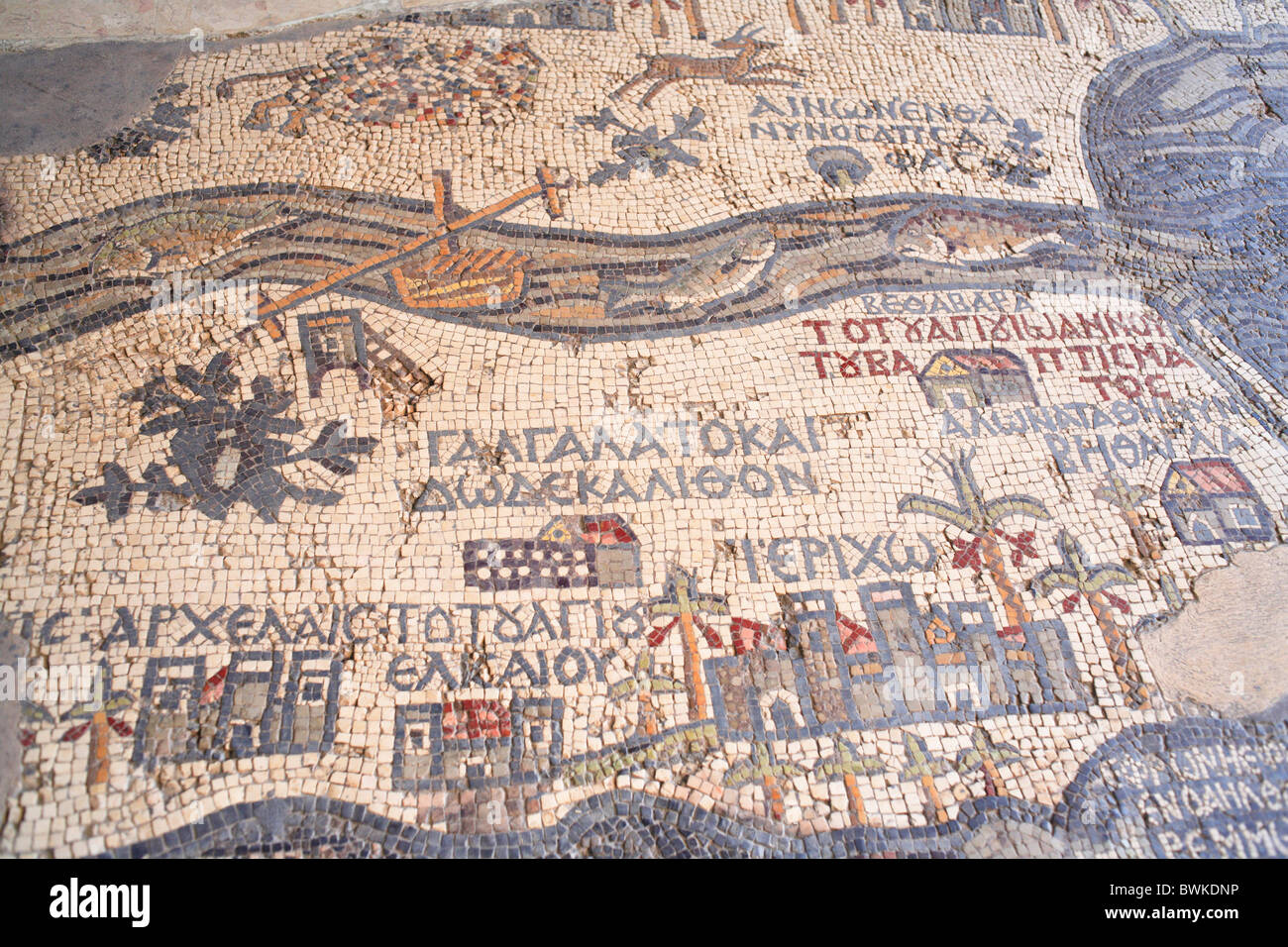 Carte mosaïque Palestine culture historique Madaba Jordanie Moyen ...
