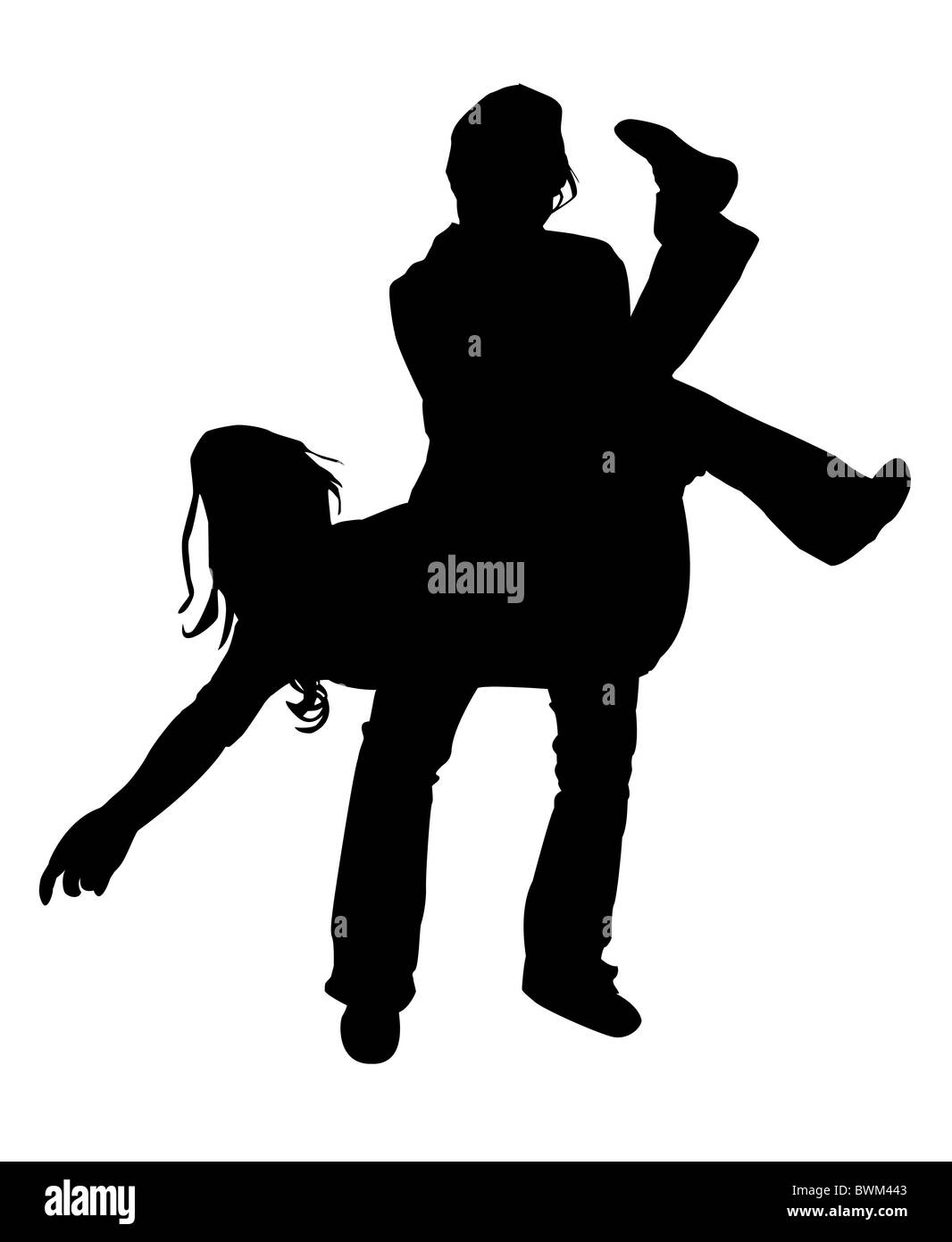 Silhouette De Deux Filles Banque Dimages Noir Et Blanc Alamy