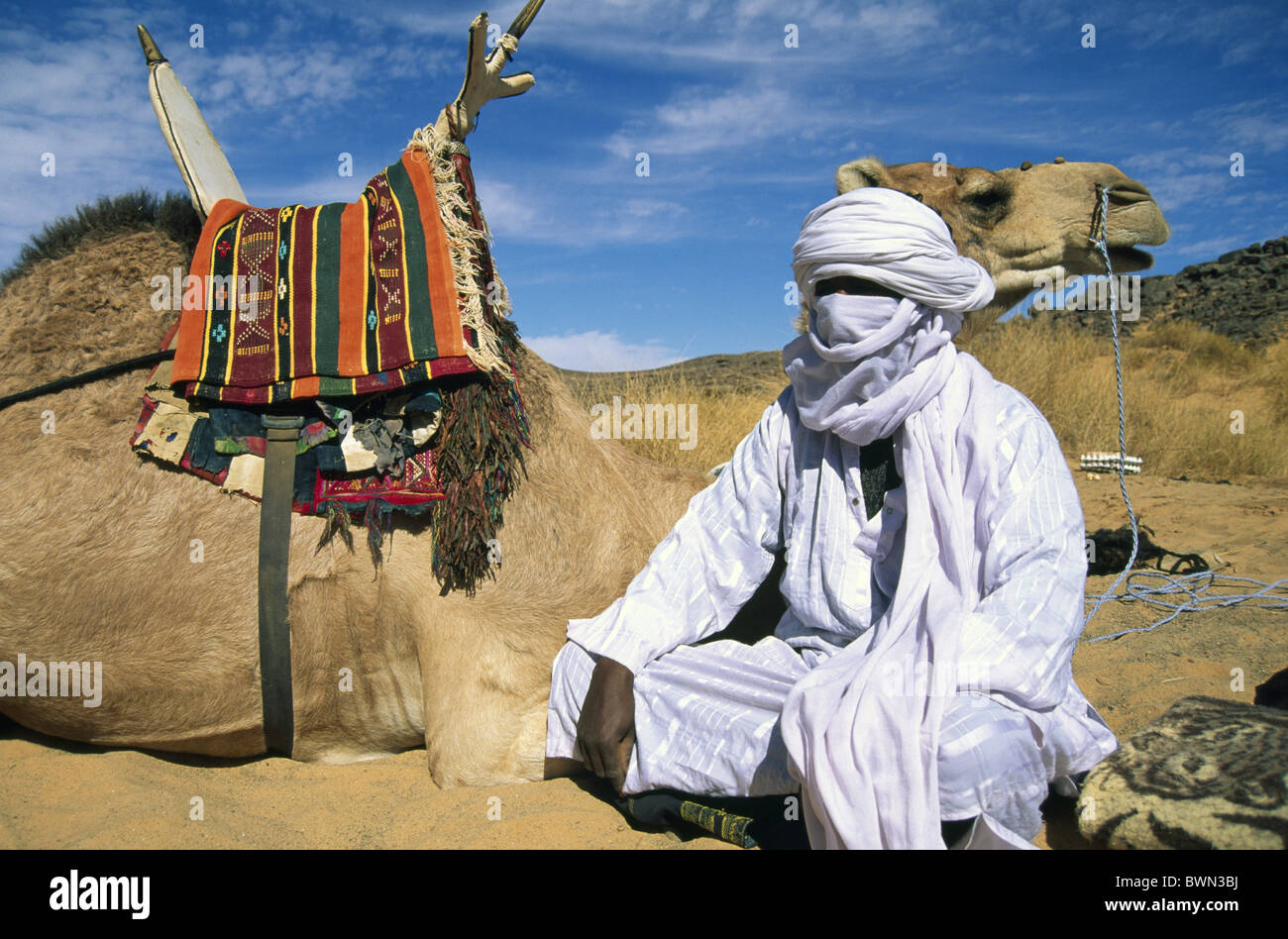 Afrique Libye touareg homme local chameaux nomades nomades nomades du ...