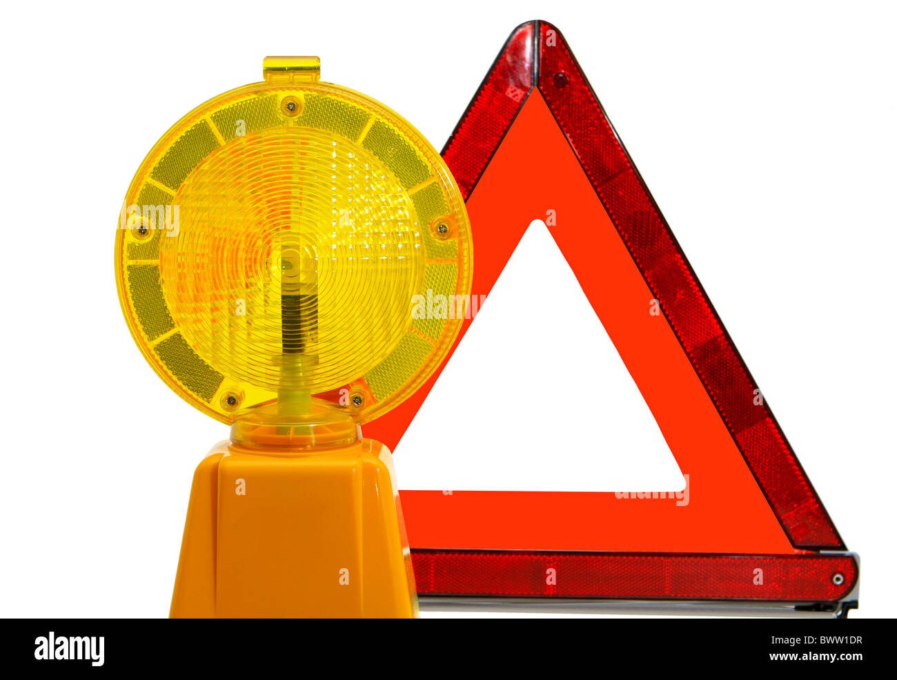 Yellow warning triangle Banque de photographies et d’images à haute ...