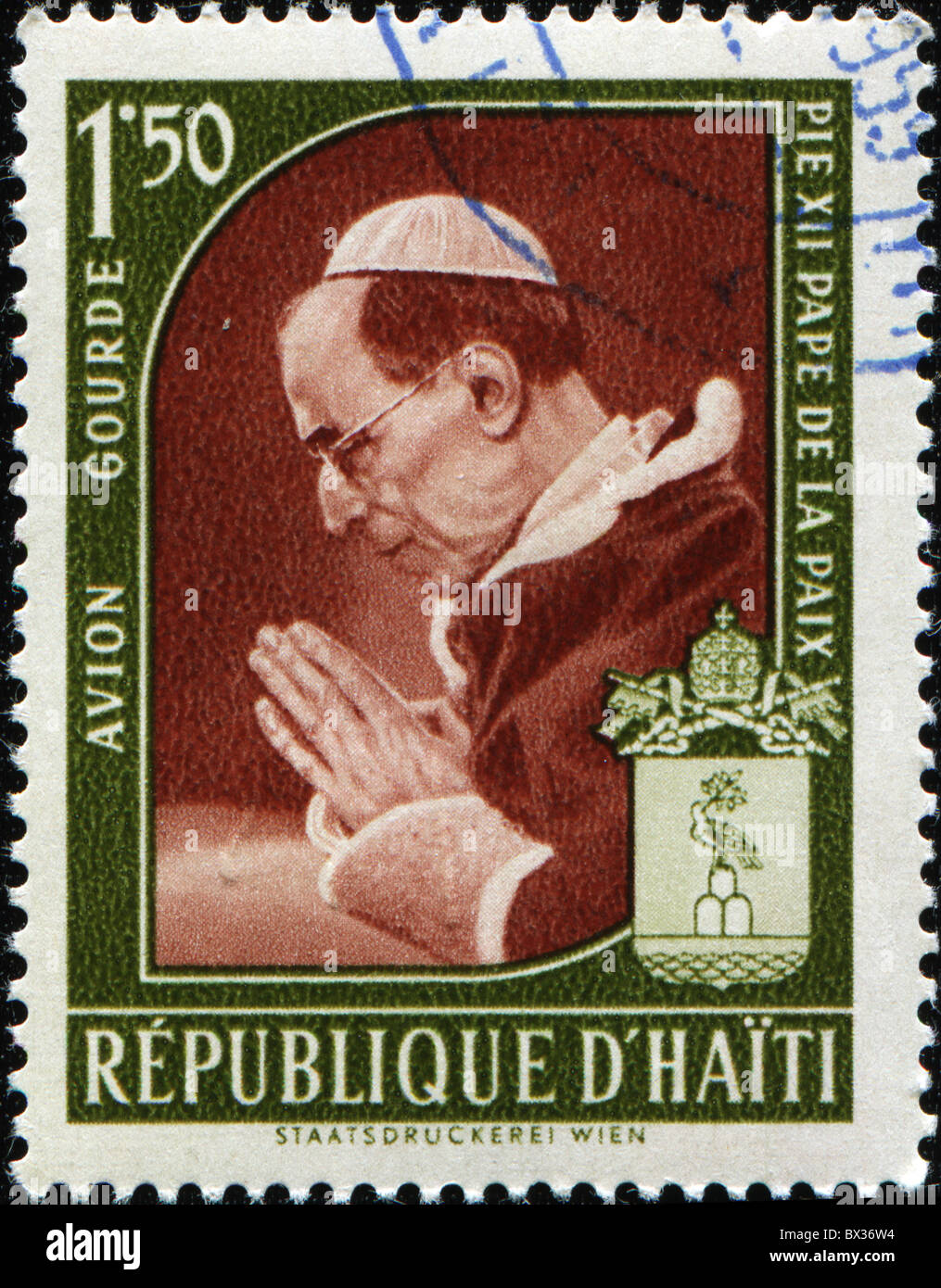 Haïti - circa 1959 : un imprimé en satmp Haïti présente le vénérable ...