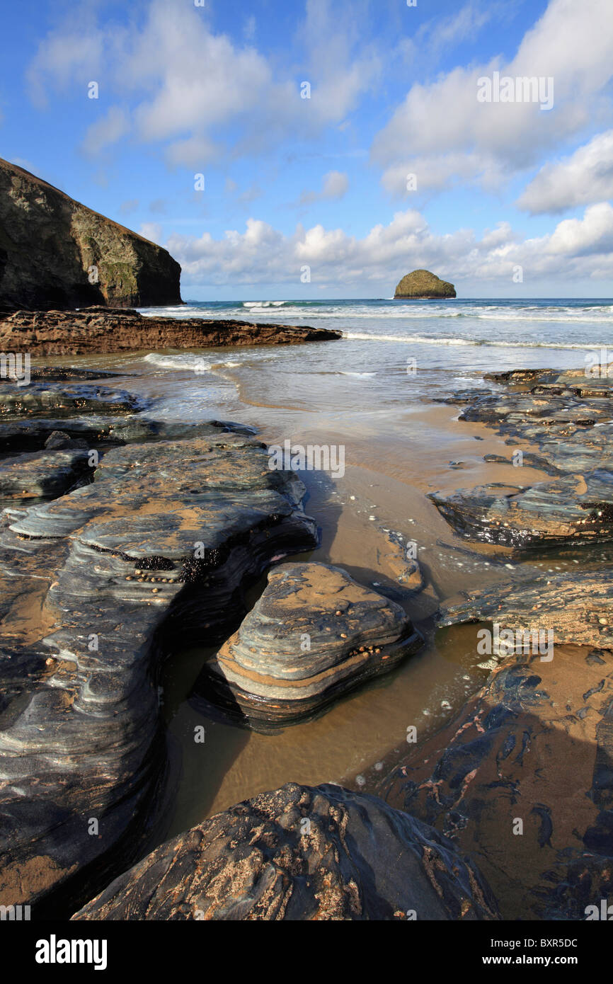 Trebarwith strand beach Banque de photographies et d’images à haute ...