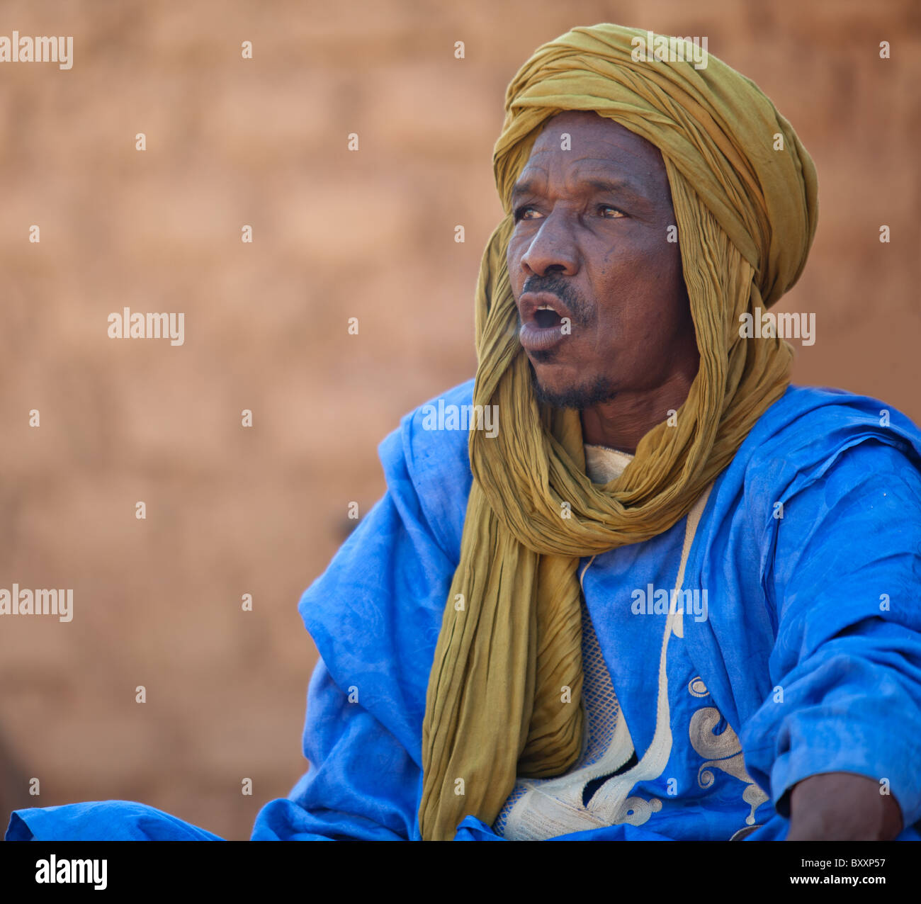 En Afrique de l'Ouest, un griot dans le nord du Burkina Faso, récite l ...