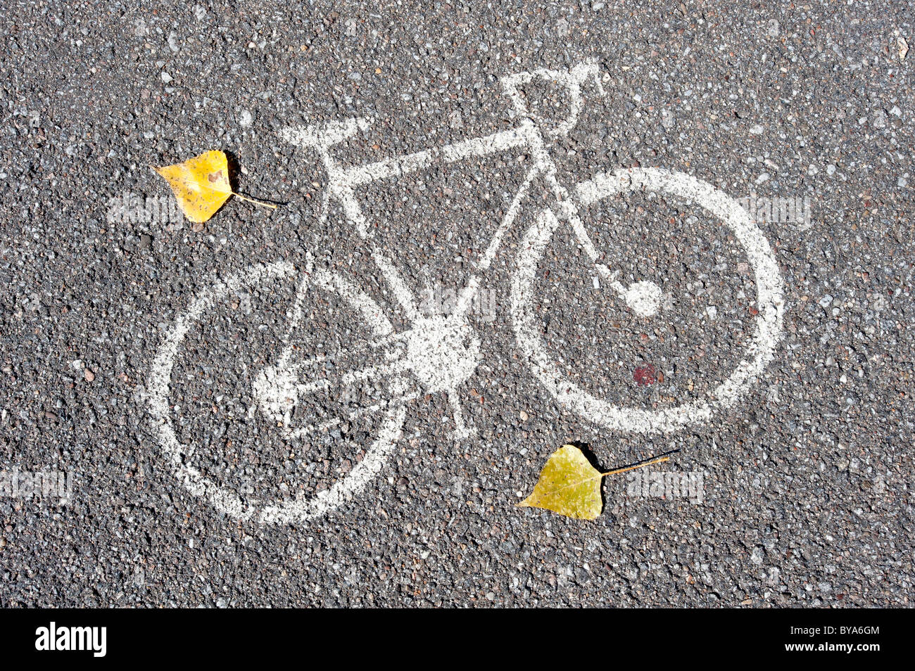 Pictogramme vélo sur une piste cyclable Photo Stock - Alamy