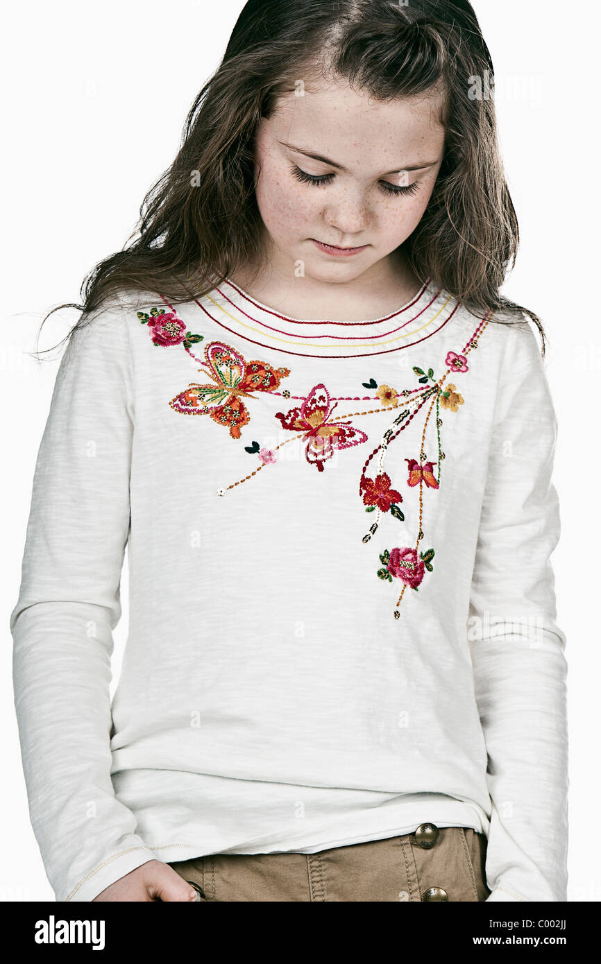 Sad 8 year old girl Banque de photographies et d’images à haute ...