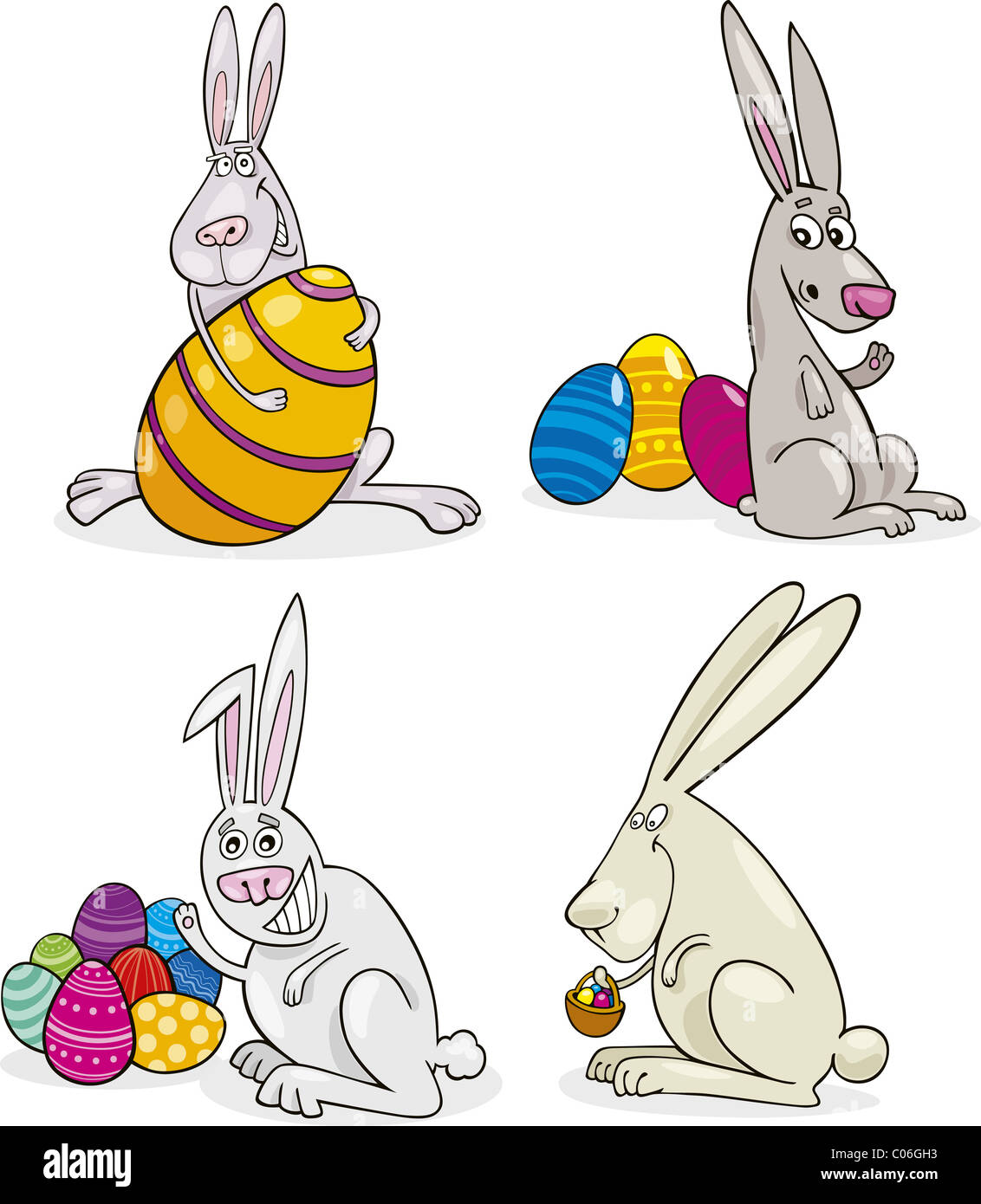 Cartoon illustration de lapins de Pâques collection Photo Stock - Alamy