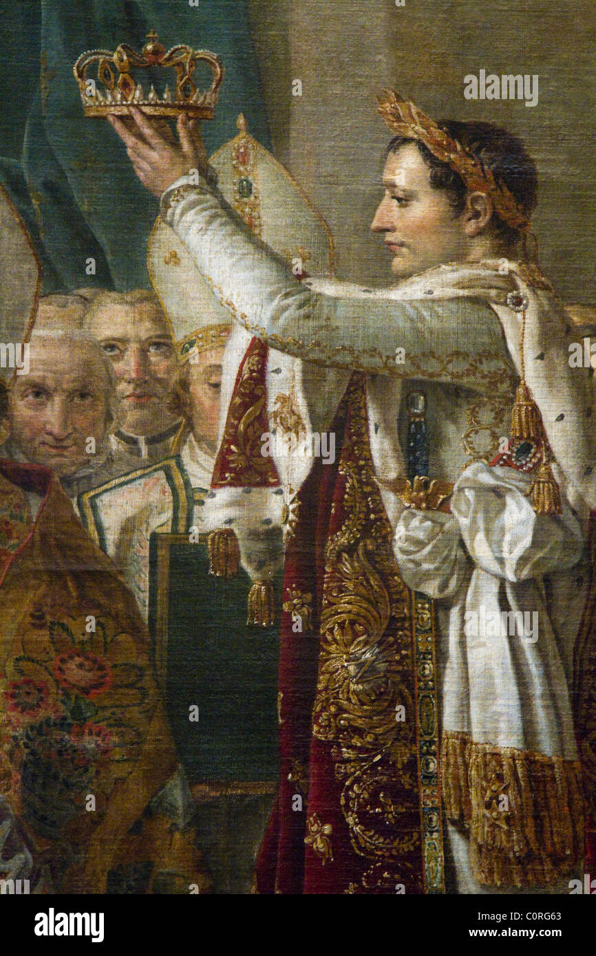Peinture de sacre de Napoléon dans un musée, Musée du Louvre, Paris ...