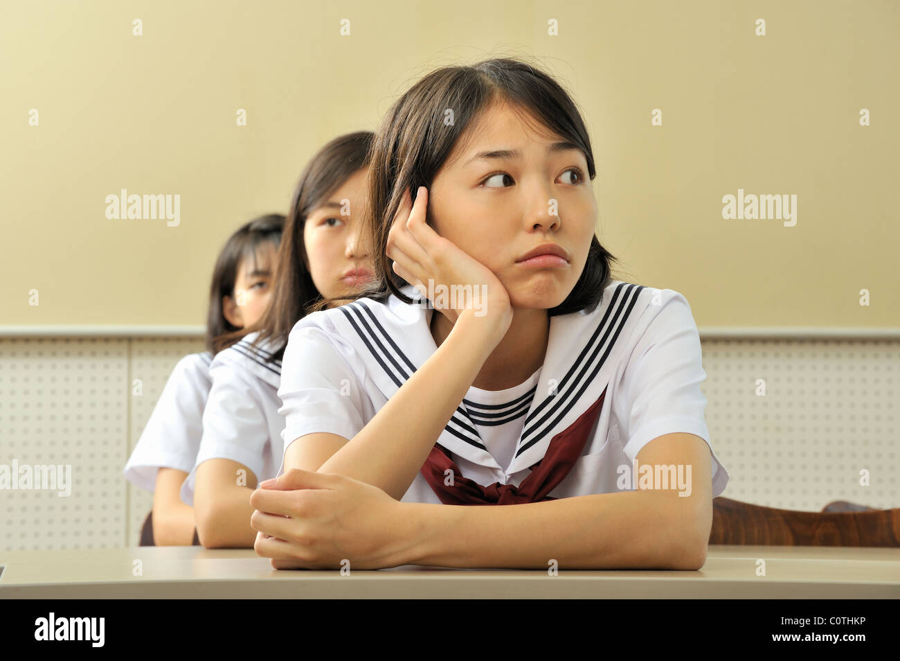 High School Girls Sitting in Classroom Photo Stock - Alamy