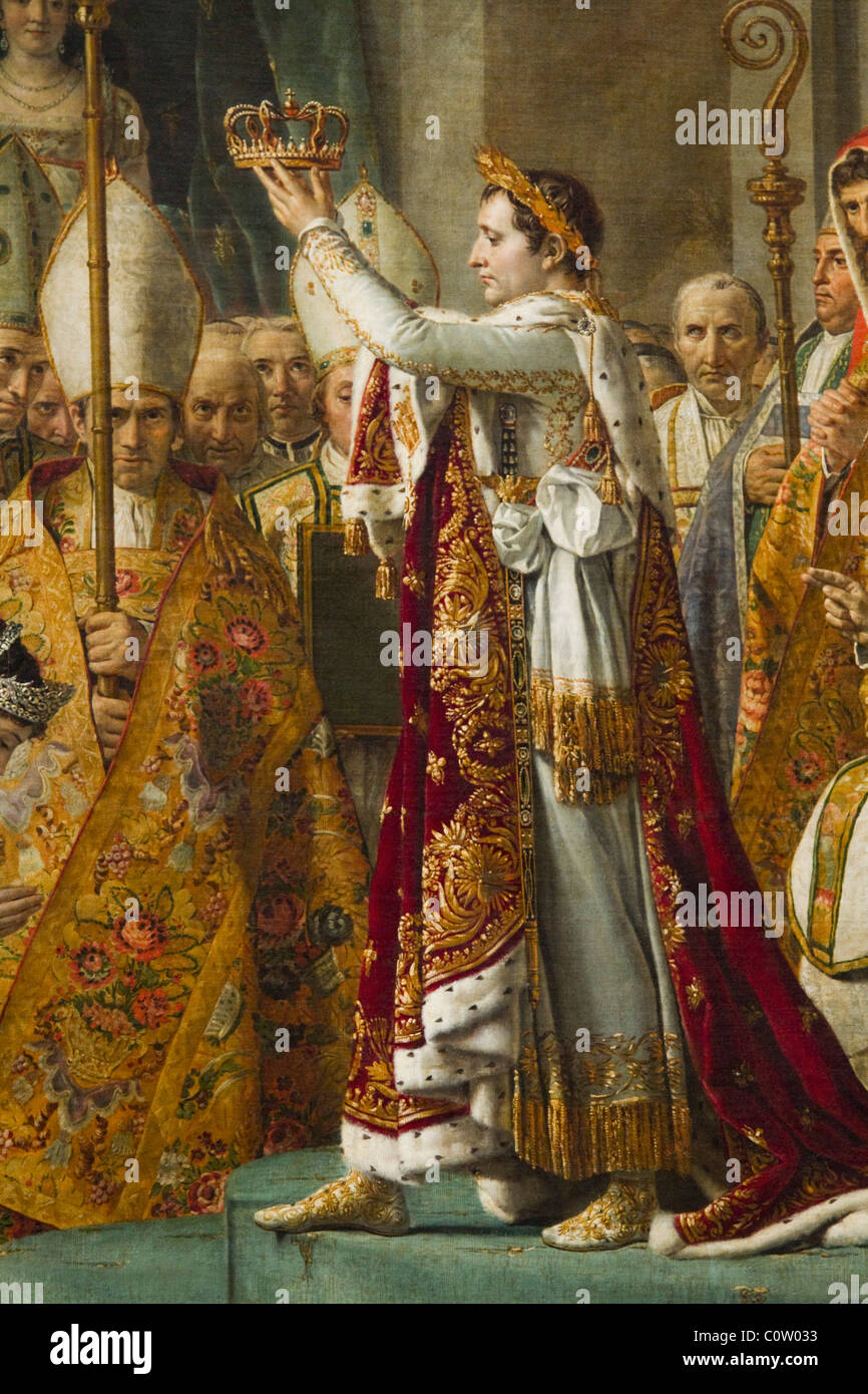 Peinture de sacre de Napoléon dans un musée, Musée du Louvre, Paris ...