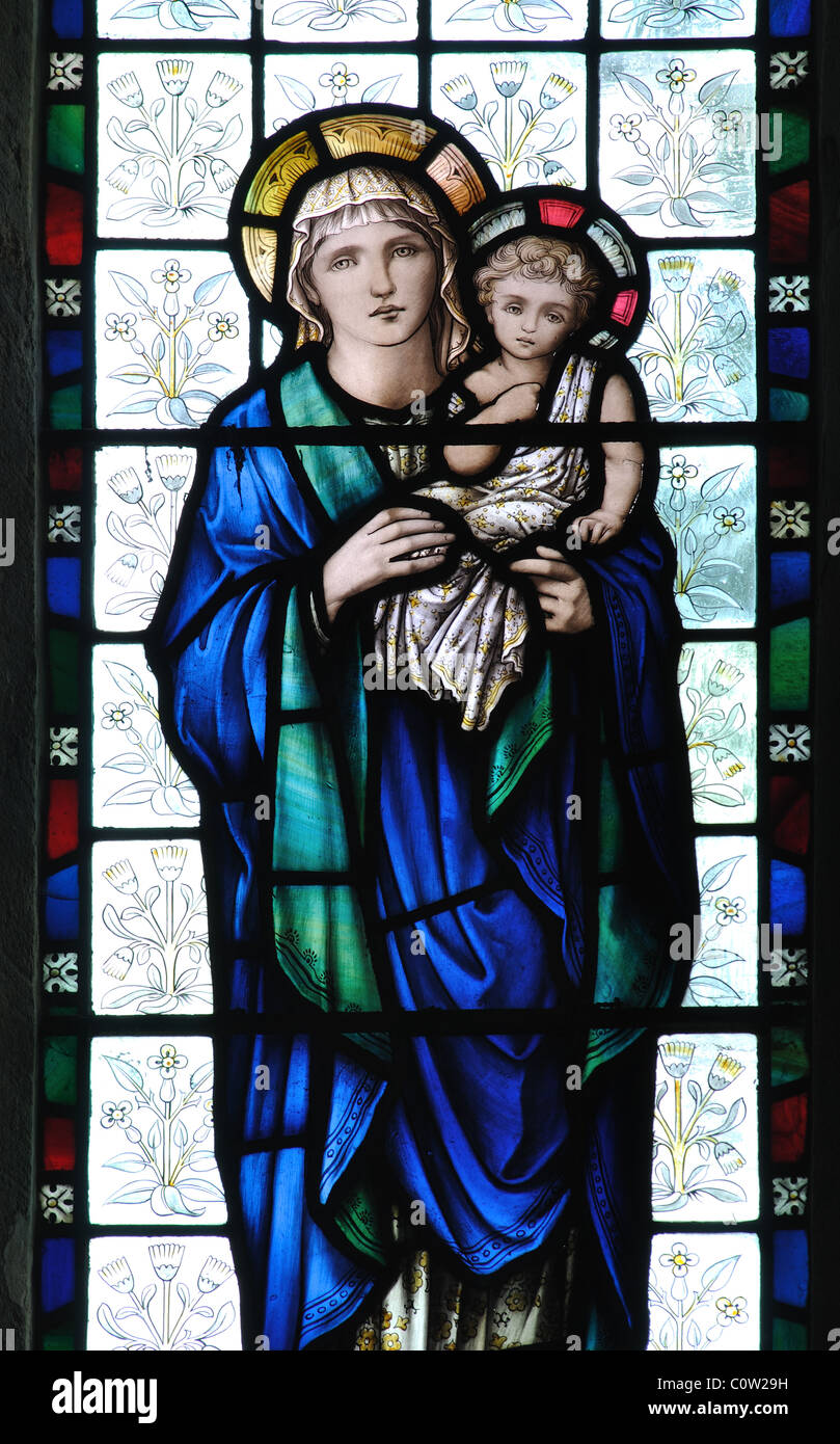 Vierge Marie et l'enfant de vitraux, l'église de la Vierge Marie ...