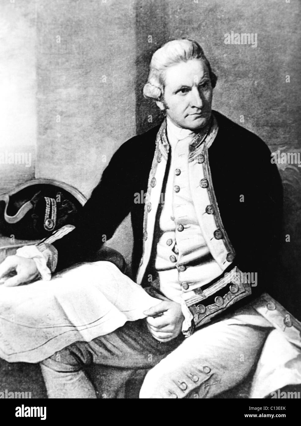 Portrait du capitaine james cook Banque d'images noir et blanc - Alamy