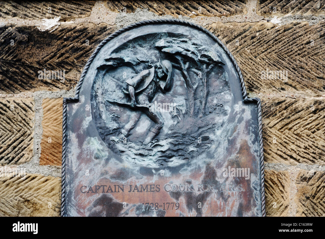 Plaque au mur du capitaine Cook, musée de classe figurant des James ...