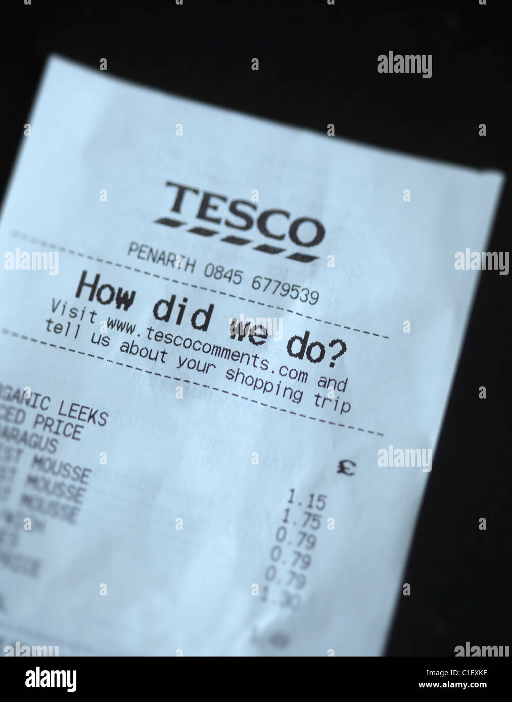 Tesco receipt Banque de photographies et d’images à haute résolution ...
