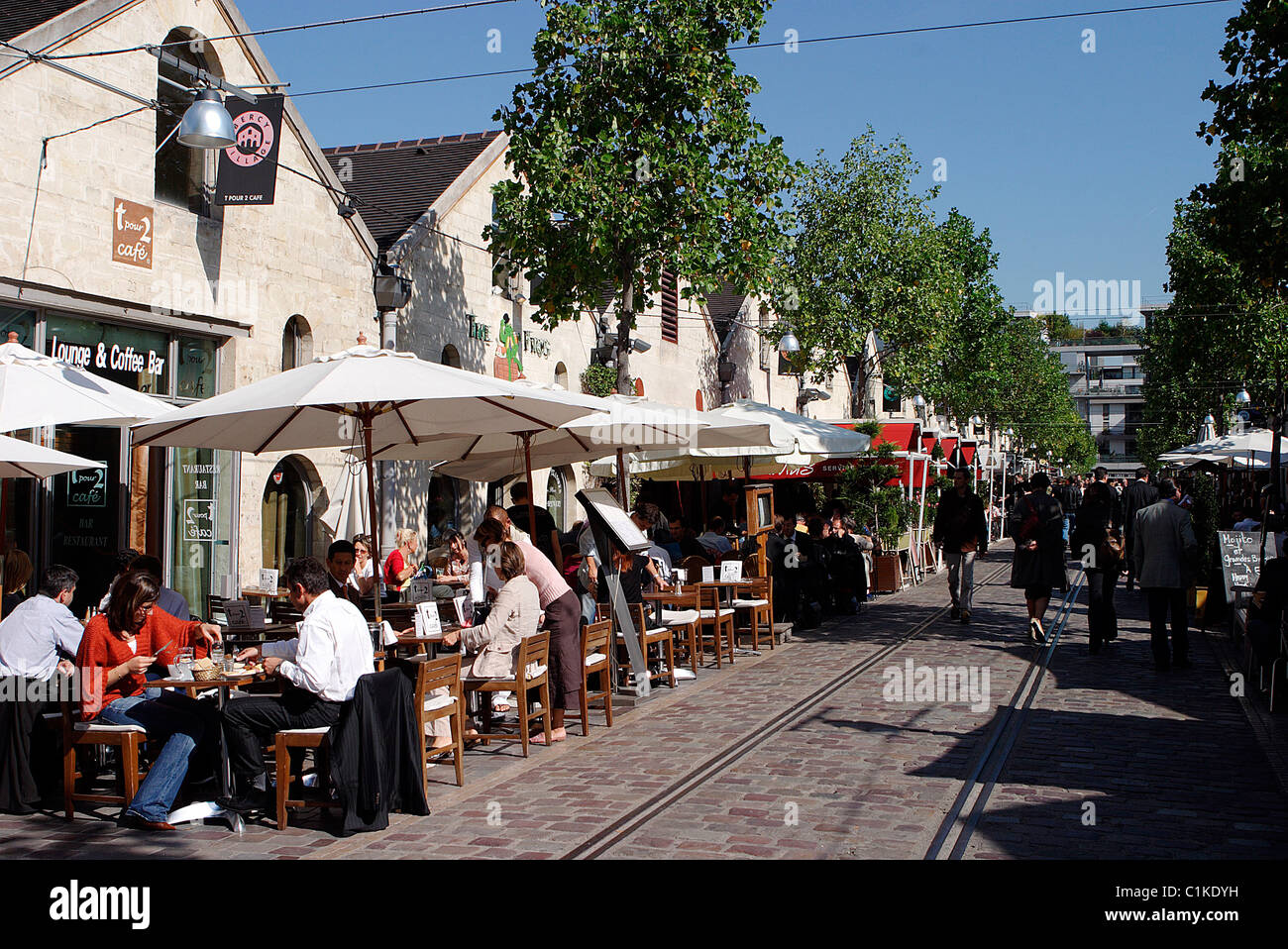 France, Paris, Cour Saint Emilion ou Bercy village, anciens entrepôts ...
