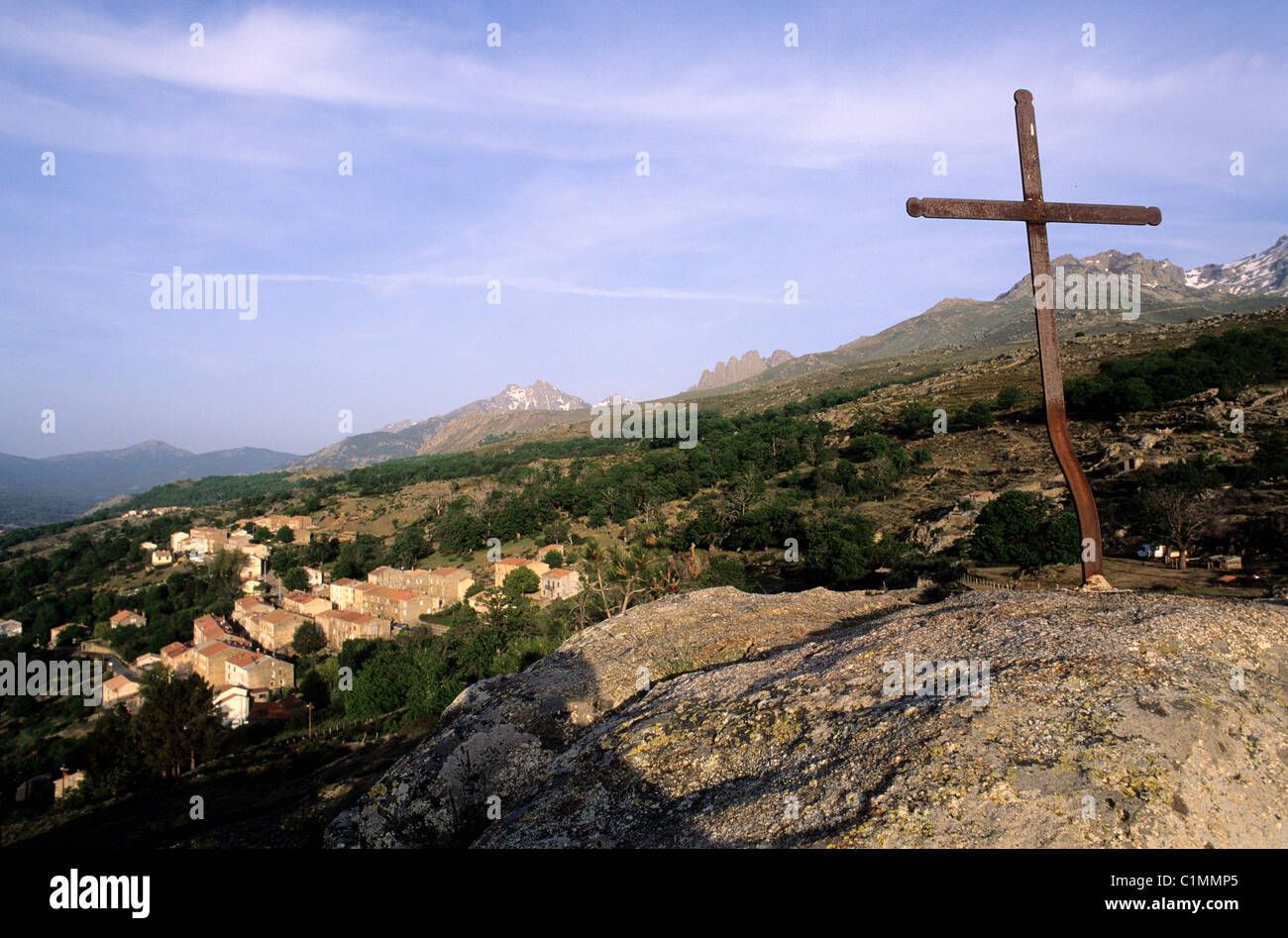 France, Haute Corse Niolo, région, village de Lozzi au bas de la massif ...