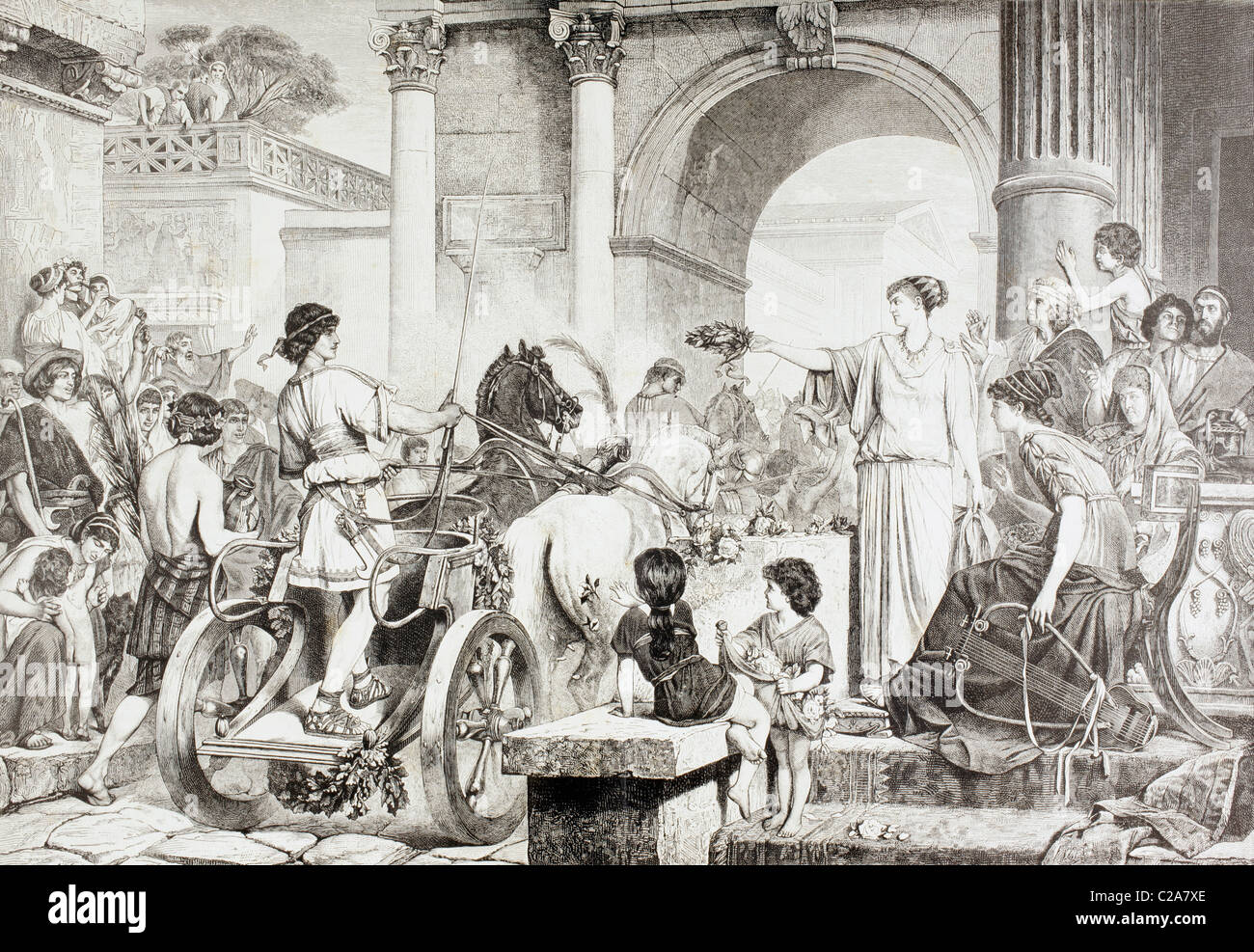 Jeux Olympiques de la Grèce antique. Le gagnant de la course de chars ...