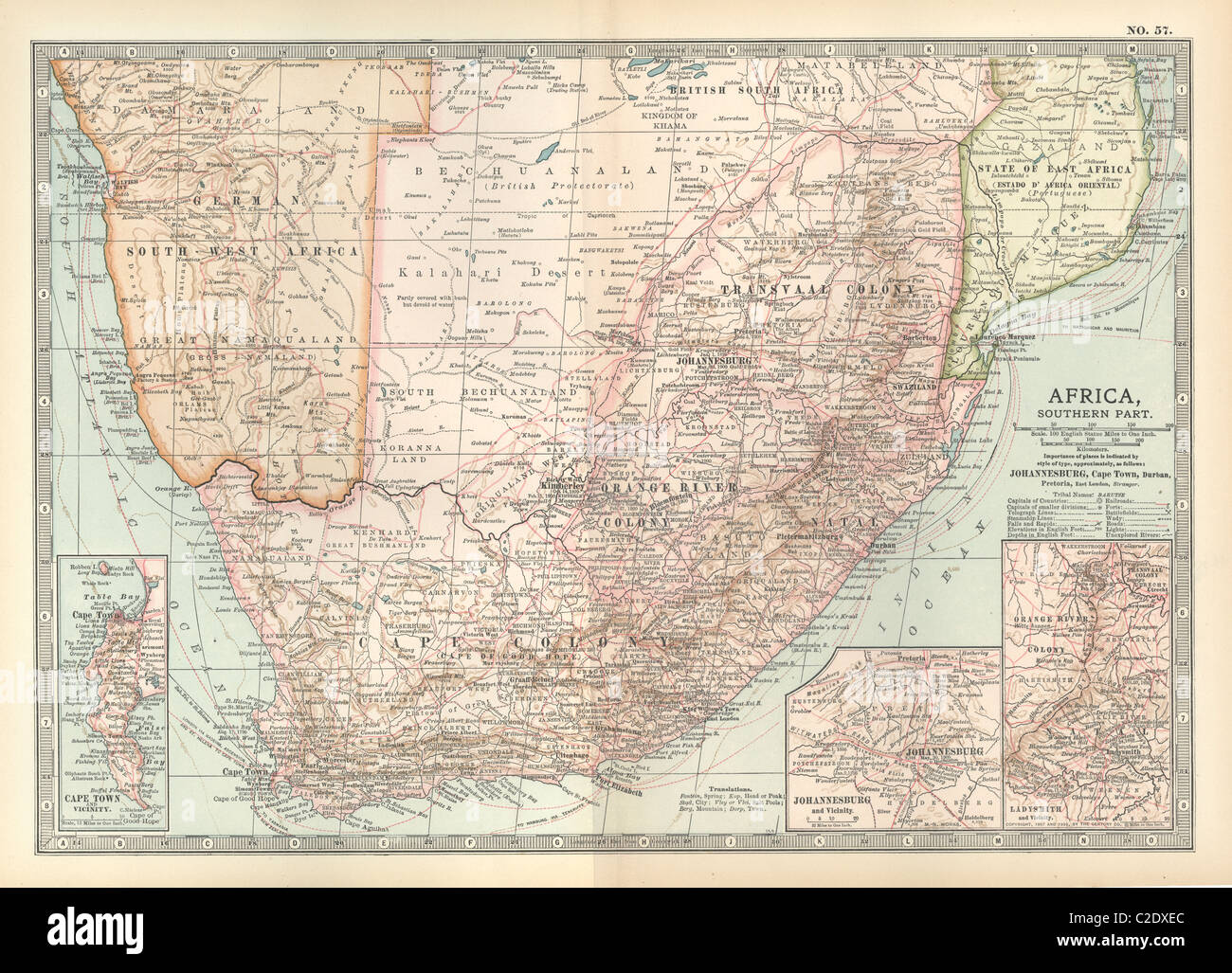 La carte de l'Afrique australe Photo Stock - Alamy