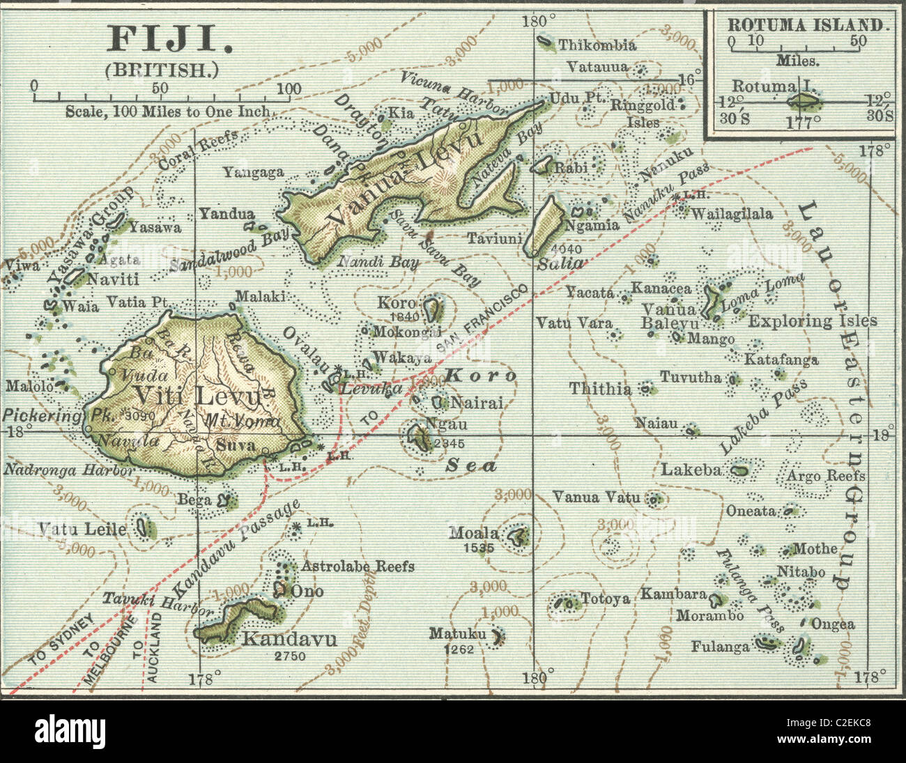 Carte des îles Fidji Photo Stock - Alamy