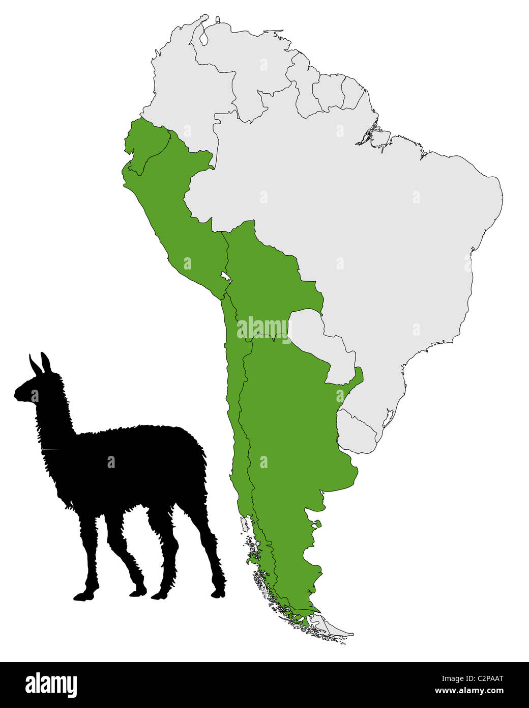 Carte de répartition de Lama Photo Stock - Alamy