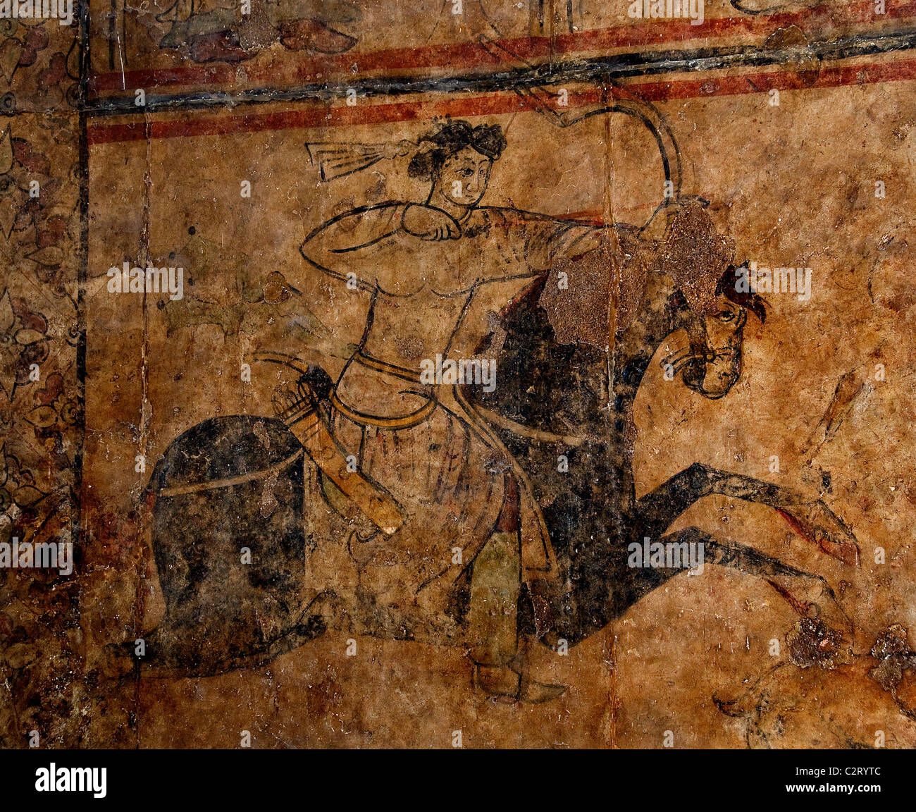 Peinture murale fresque palais omeyyade de Qasr al-Hayr al-Gharbi ...