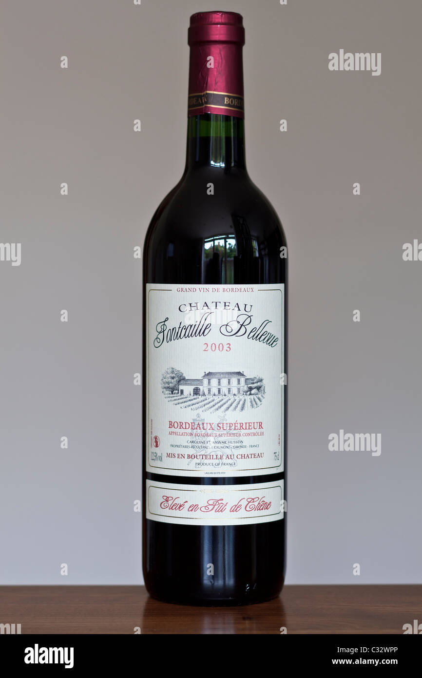 Bouteille de vin de Bordeaux, château anglais Fontcaille Bellevue 2003 ...