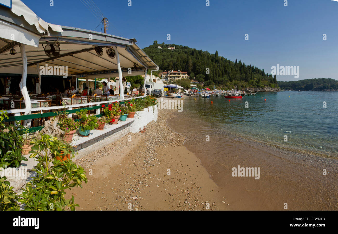 Plage, Agni, Corfou, Grèce, Europe, paysage, eau, été, plage, mer, café ...