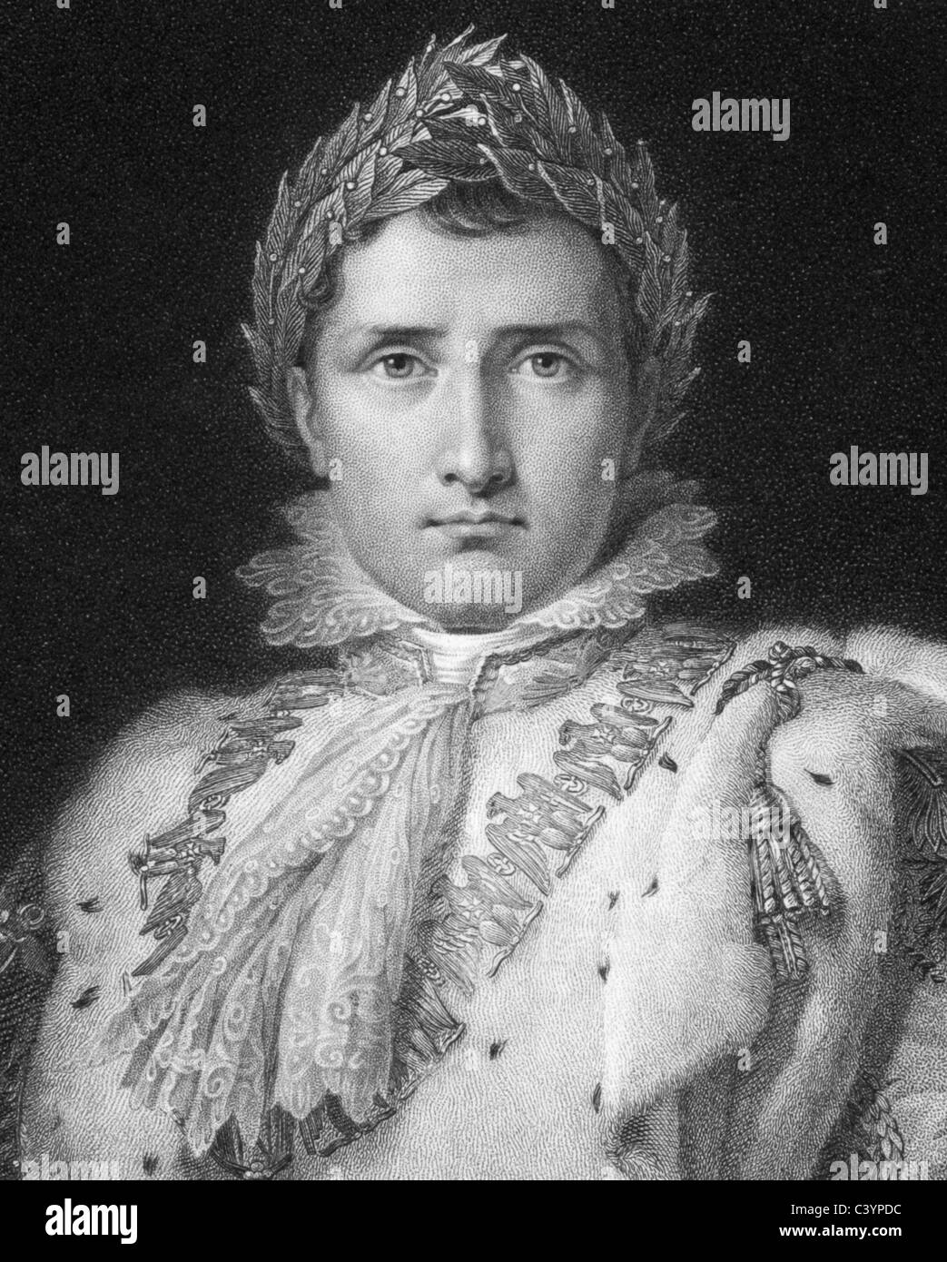 Napoléon Bonaparte (1769-1821) sur gravure de 1800. Empereur de France ...
