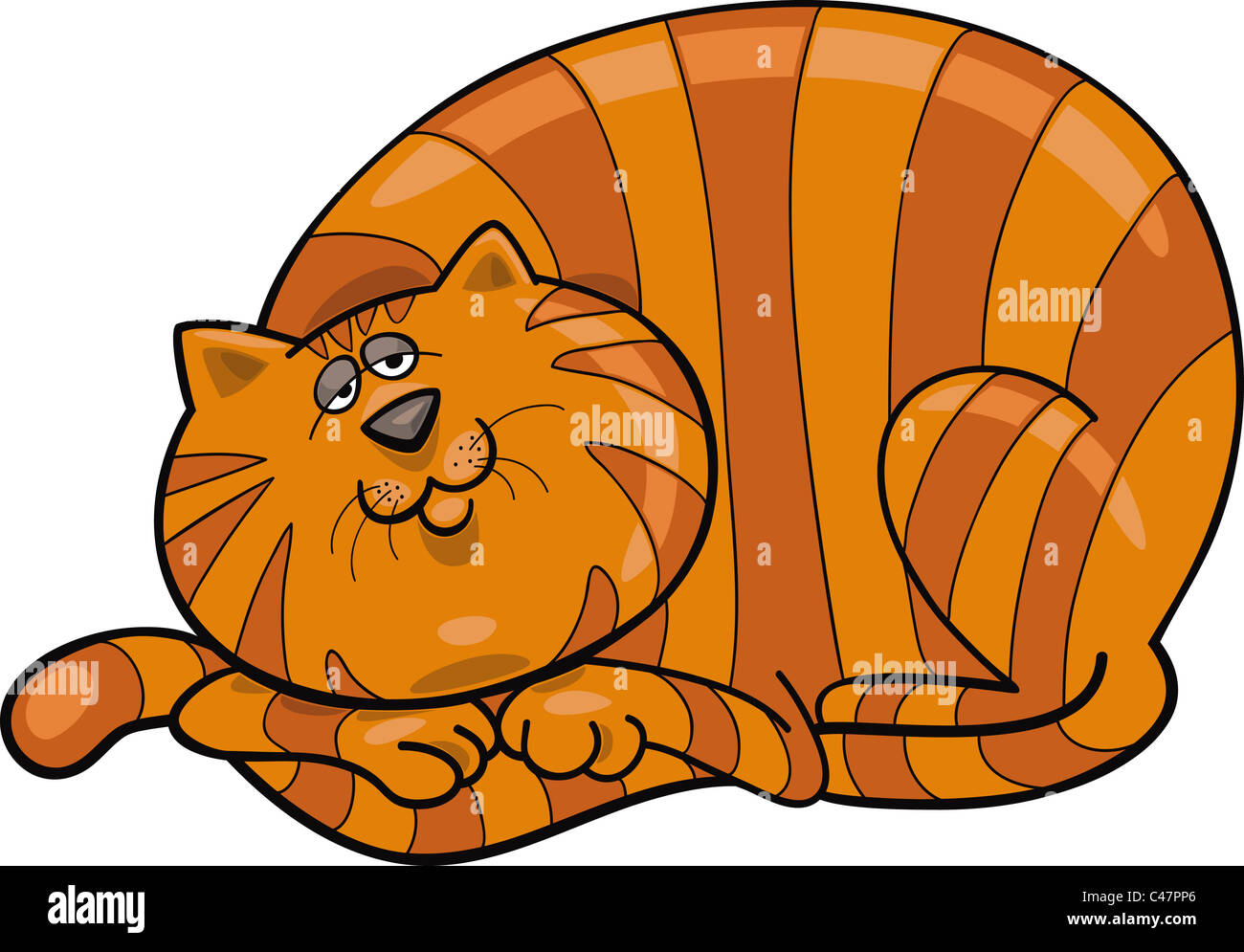 Cartoon illustration de happy fat cat rouge Photo Stock - Alamy