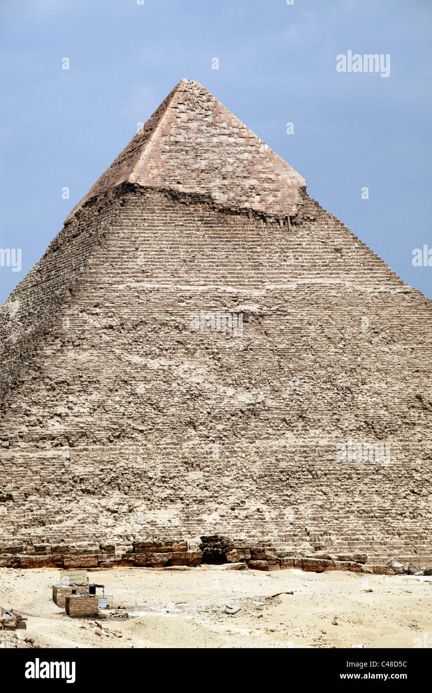 Haut de la pyramide de Khéphren (Khafré), à les pyramides de Gizeh, Le ...
