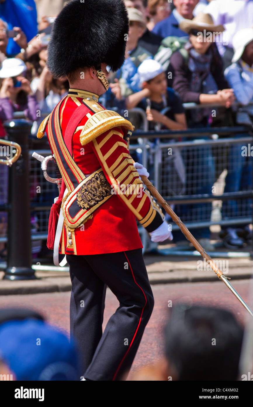 Tambour-major des Guards Band vers Buckingham palace Photo Stock - Alamy