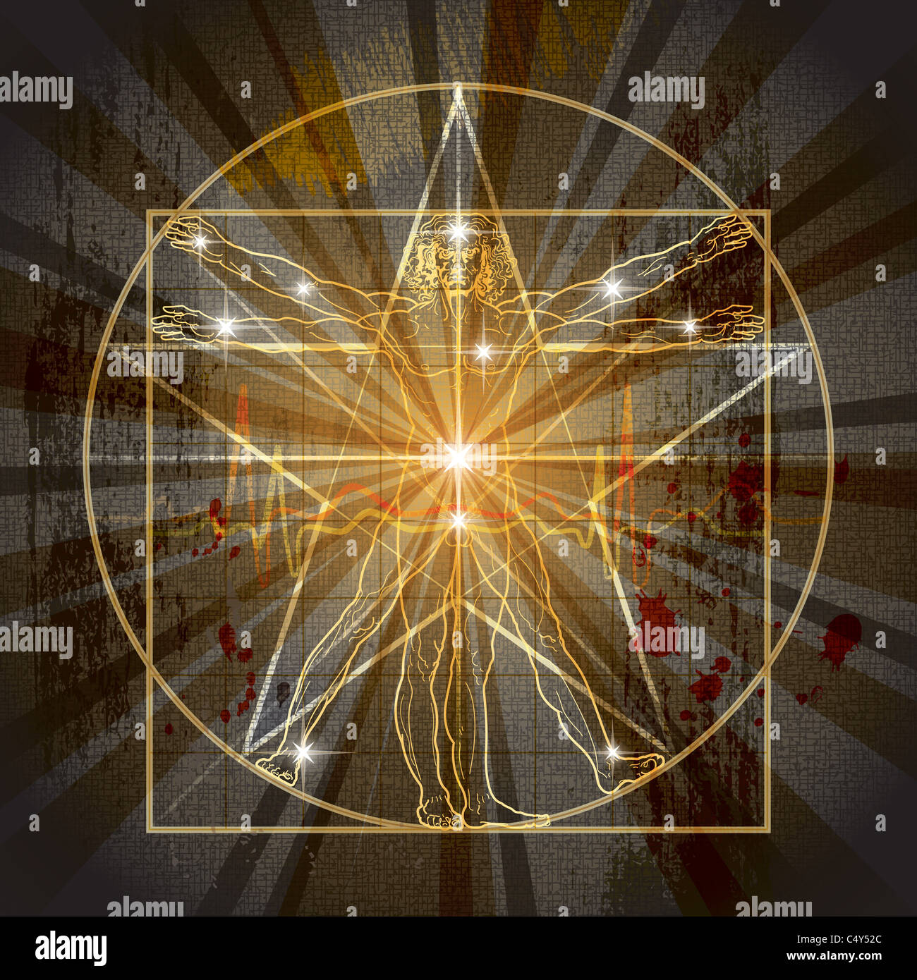 L'homme de Vitruve Dans Pentagram Photo Stock - Alamy