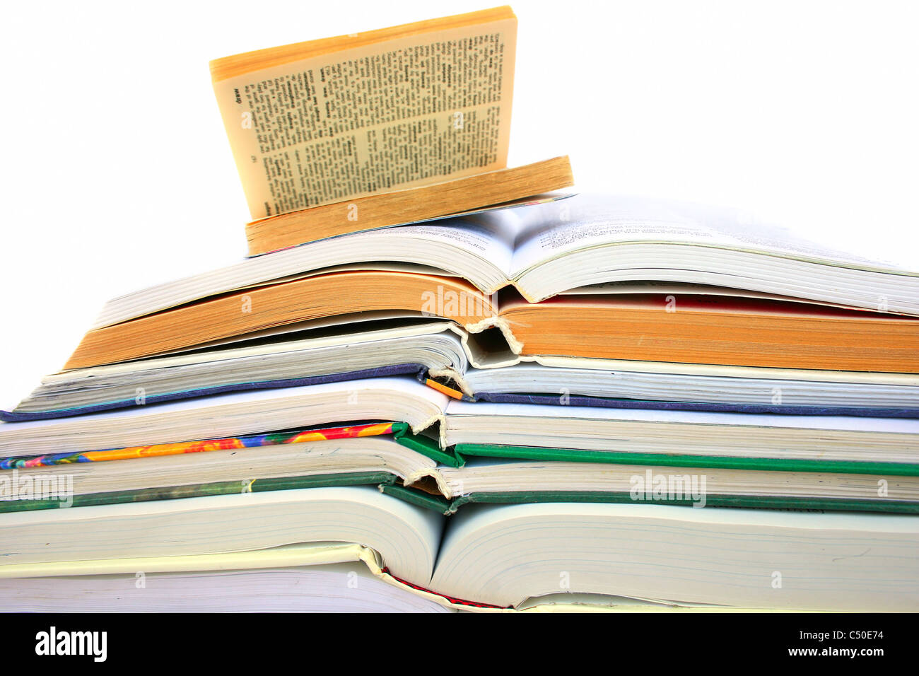 Pile de livres rouges et bleus Banque de photographies et d’images à ...
