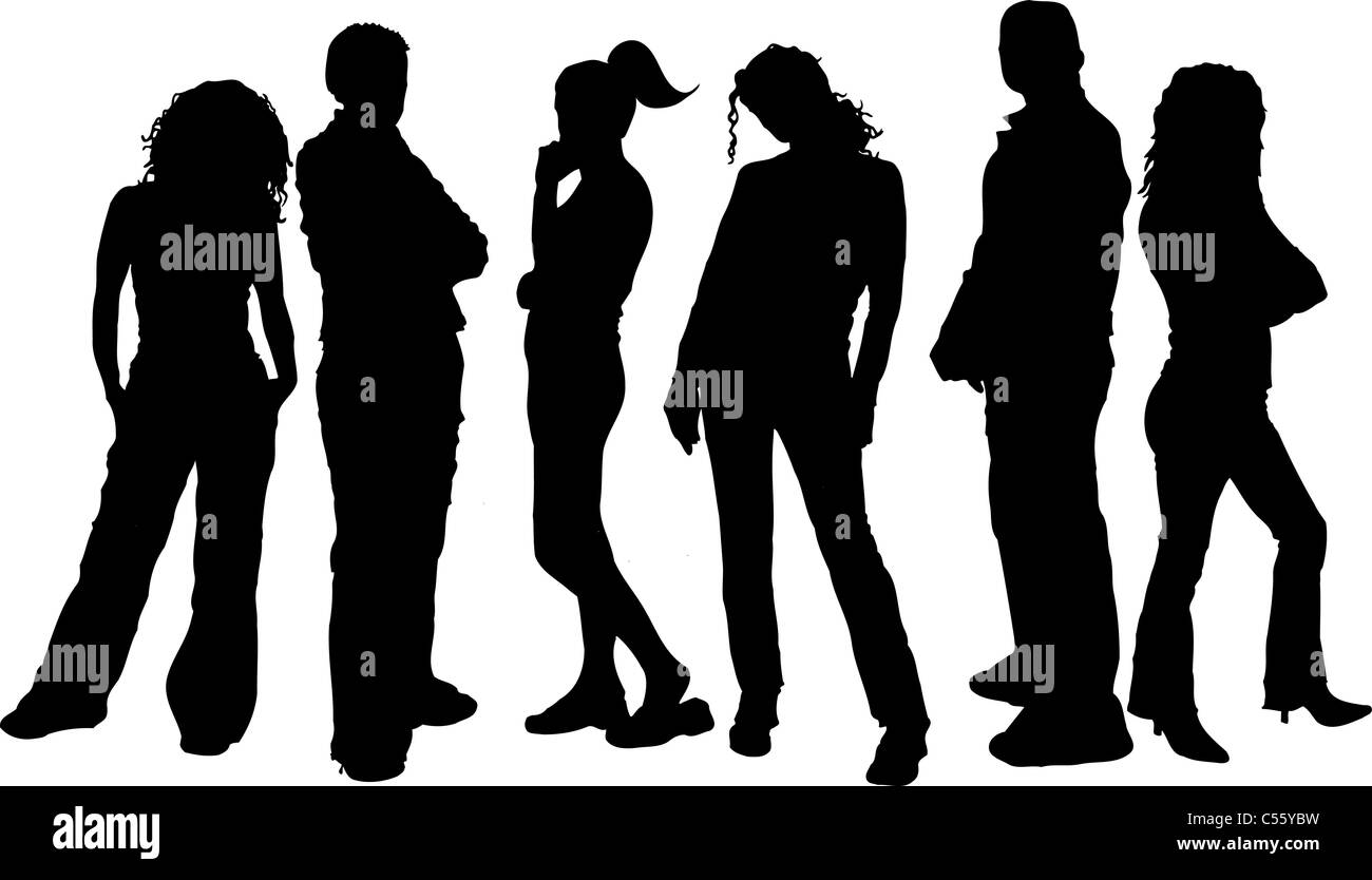Teamwork silhouettes Banque d'images noir et blanc - Alamy
