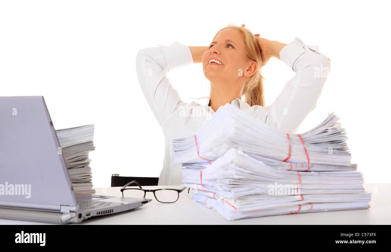 Employé travail fini. Le tout sur fond blanc Photo Stock - Alamy