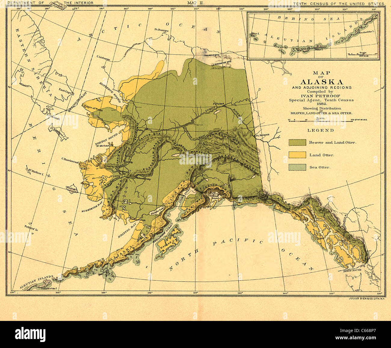 Carte de l'Alaska et des régions voisines, 1842 - carte Antiquarienne d ...